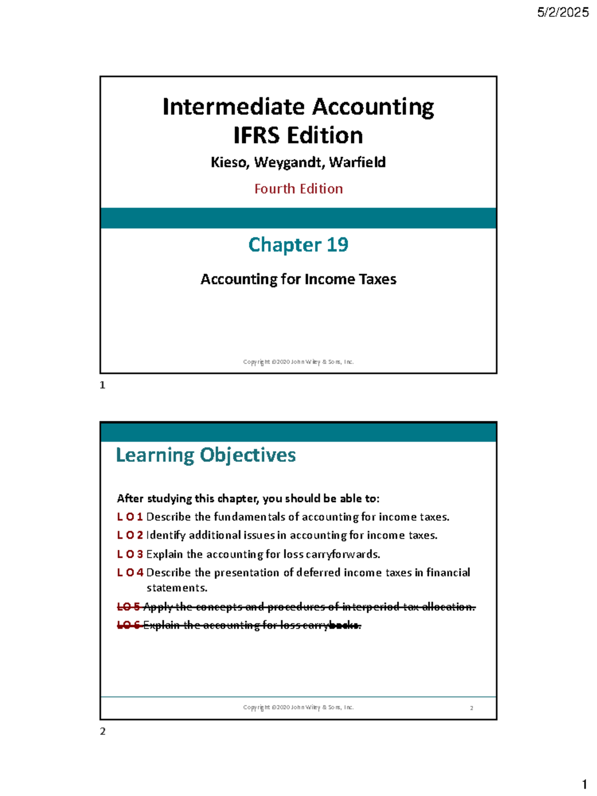 Intermediate Accounting IFRS Edition: Chapter 19 - Income Taxes ...