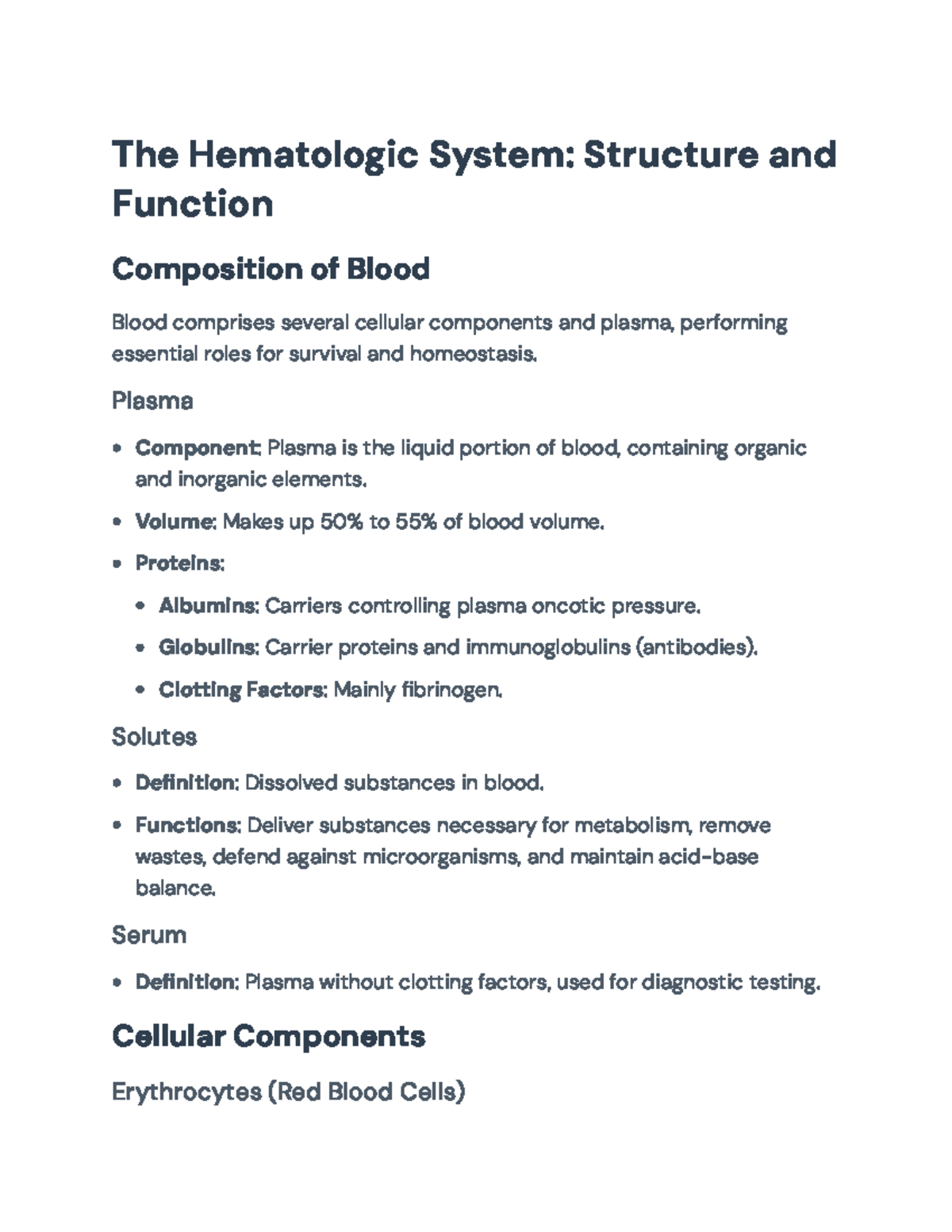 Hematologic System Overview: Structure, Function, and Disorders - The ...