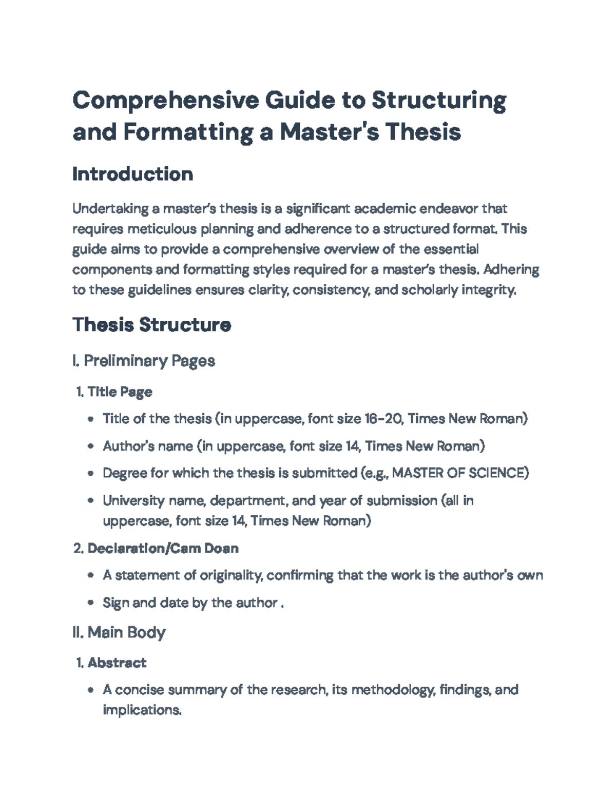 Comprehensive Guide to Structuring & Formatting a Master's Thesis ...