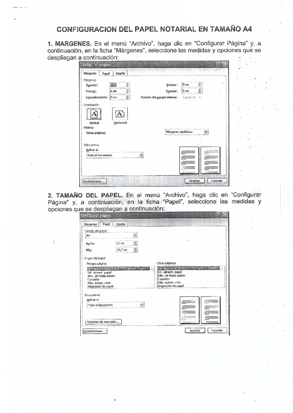 Configuración del Papel Notarial en Tamaño A4: Guía Completa - Studocu