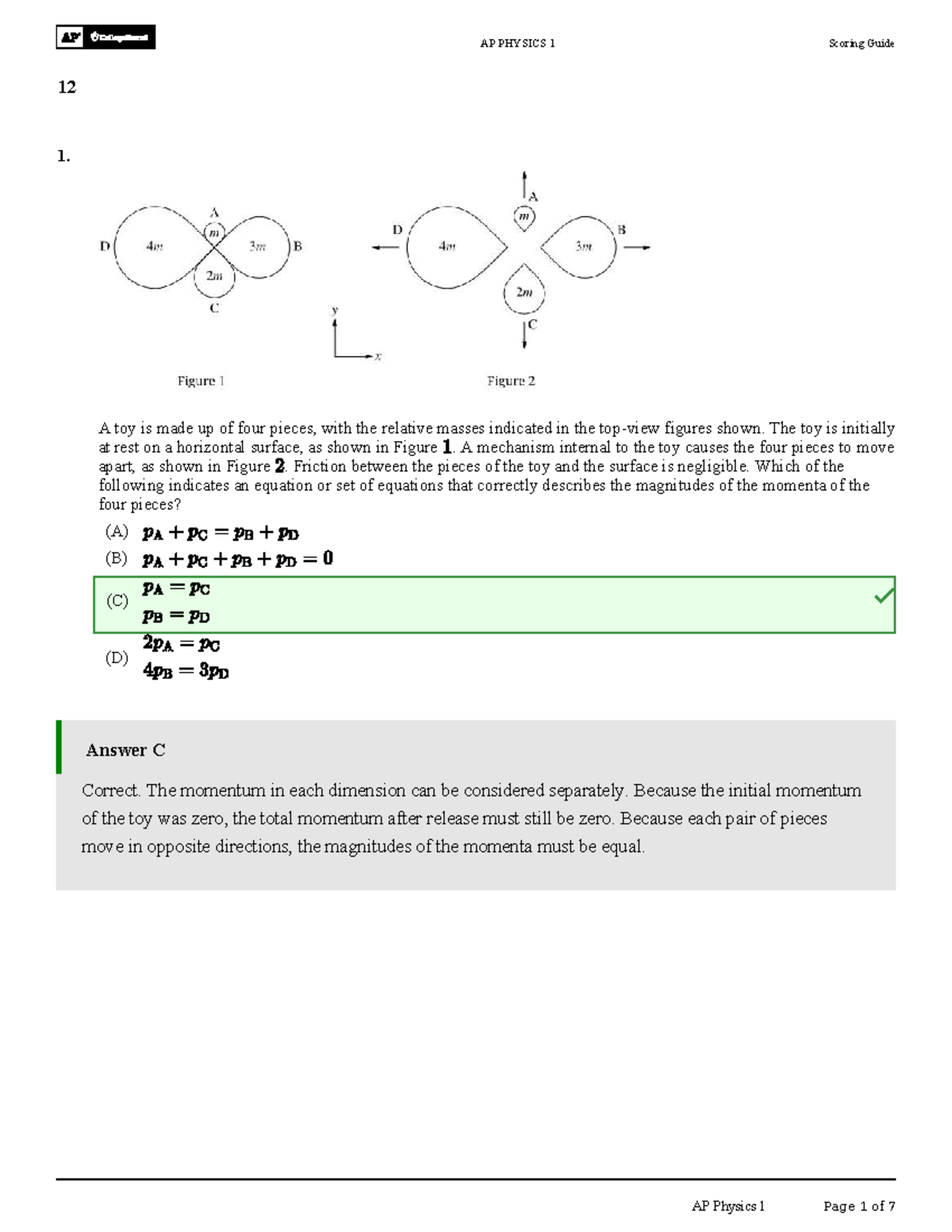 AP PHYSICS 1 Scoring Guide 12: Practice Questions and Solutions - Studocu