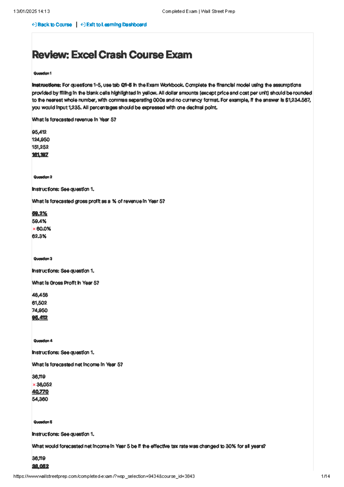 Excel Crash Course Exam Review - Wall Street Prep Completion - Studocu