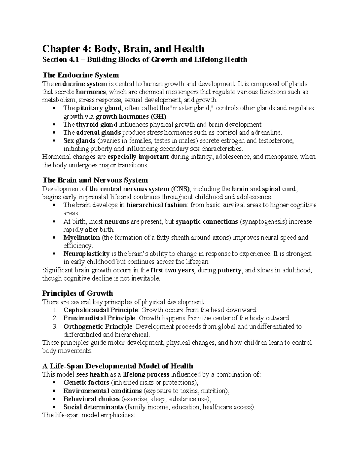Chapter 4: Body, Brain, and Health - Lesson Overview - Studocu