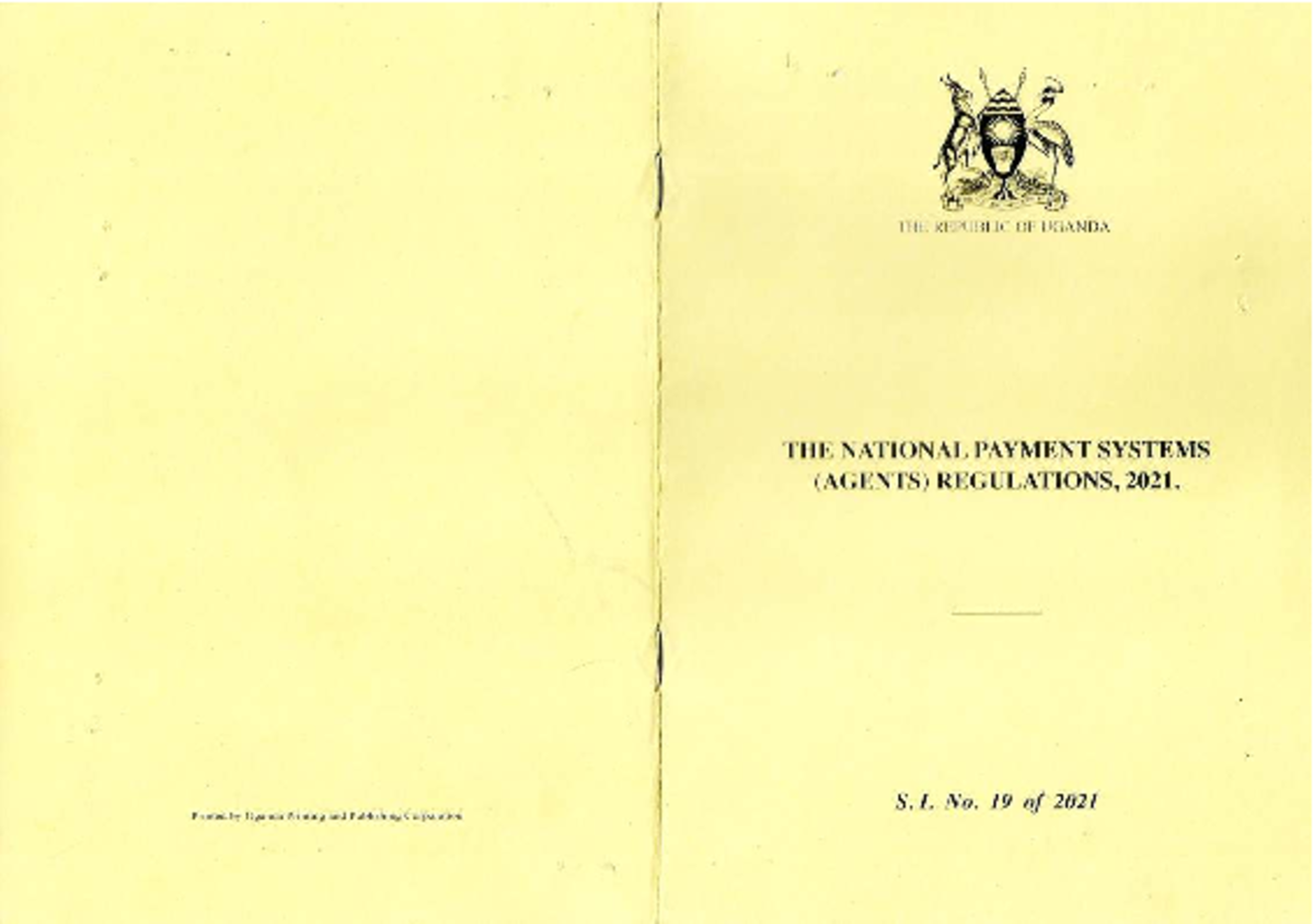 The National Payment Systems (Agents) Regulations, 2021 - S.I. No. 19 ...