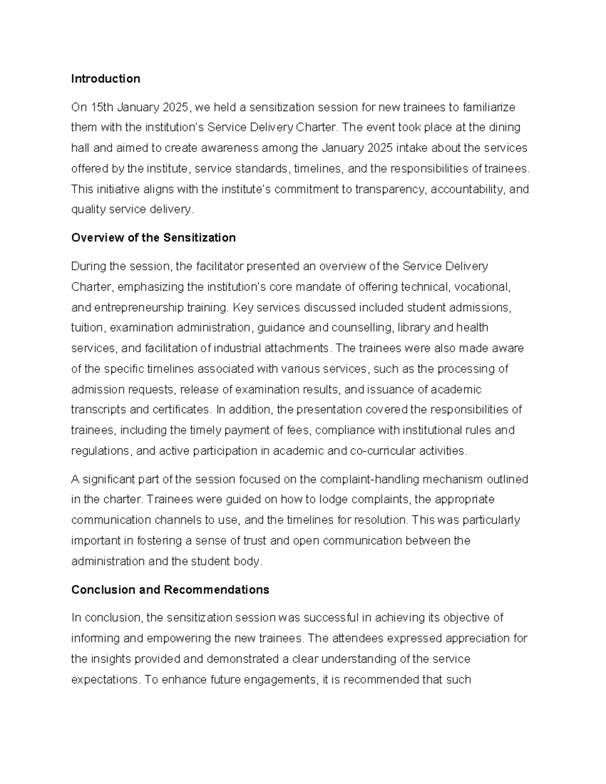 Sensitization Session Notes for New Trainees - Jan 2025 - Studocu