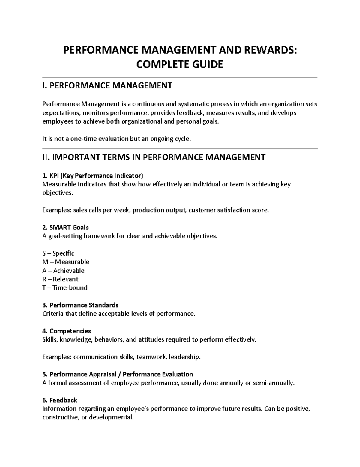 MGT131 Performance Management & Rewards: Comprehensive Overview - Studocu
