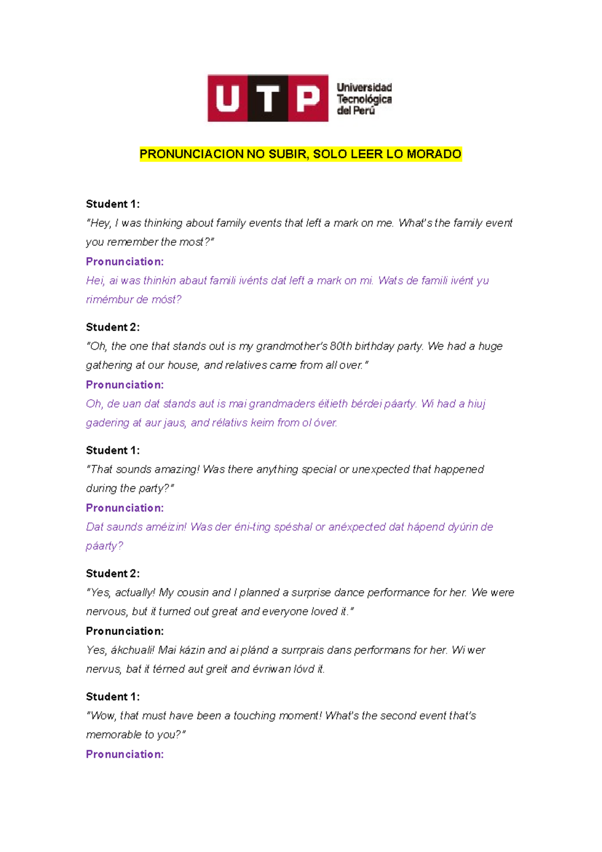 Pronunciacon - Ingles 3 Semana 3 txt (v) - PRONUNCIACION NO SUBIR, SOLO ...
