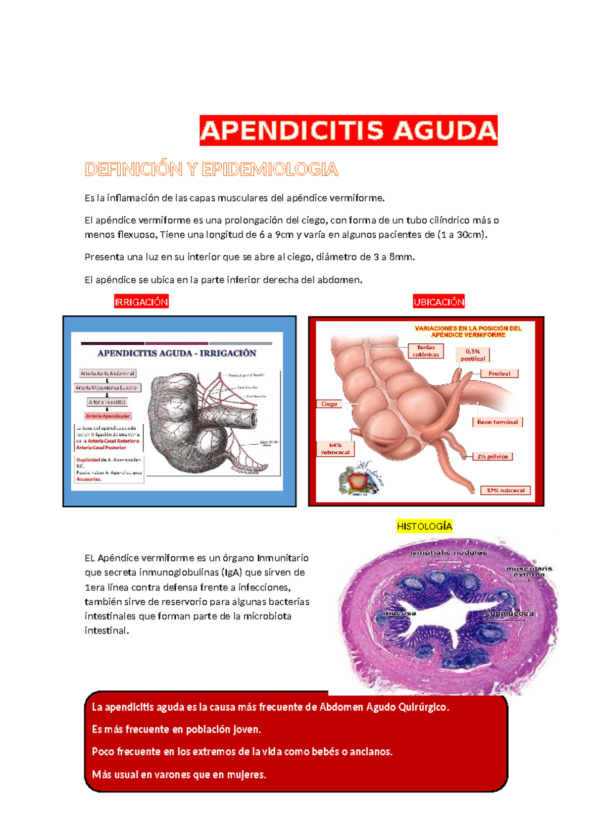 Apendicitis Aguda: Definición y Epidemiología - DOC Finalp - Studocu