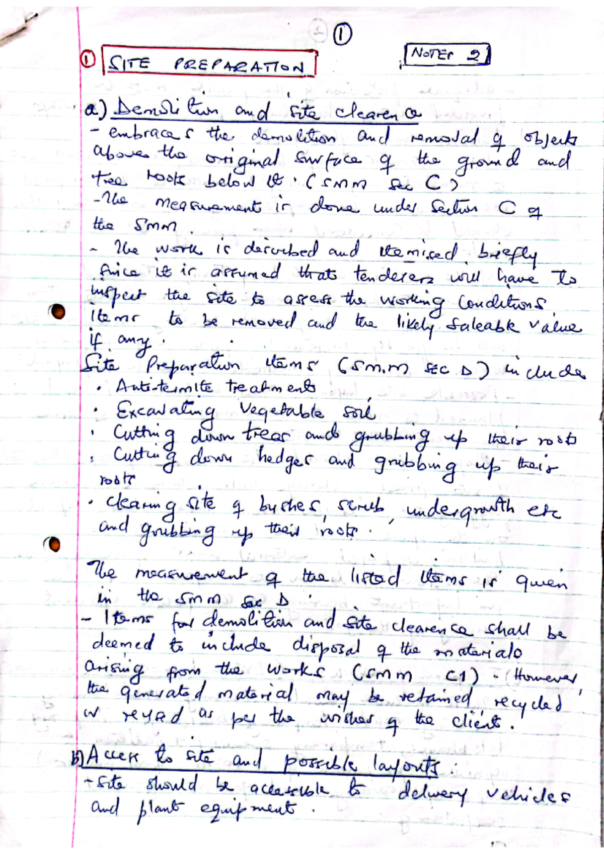 QS -Notes 2 - 1 1 SITE PREPARATION NOTE 2 a) Demolition and site ...