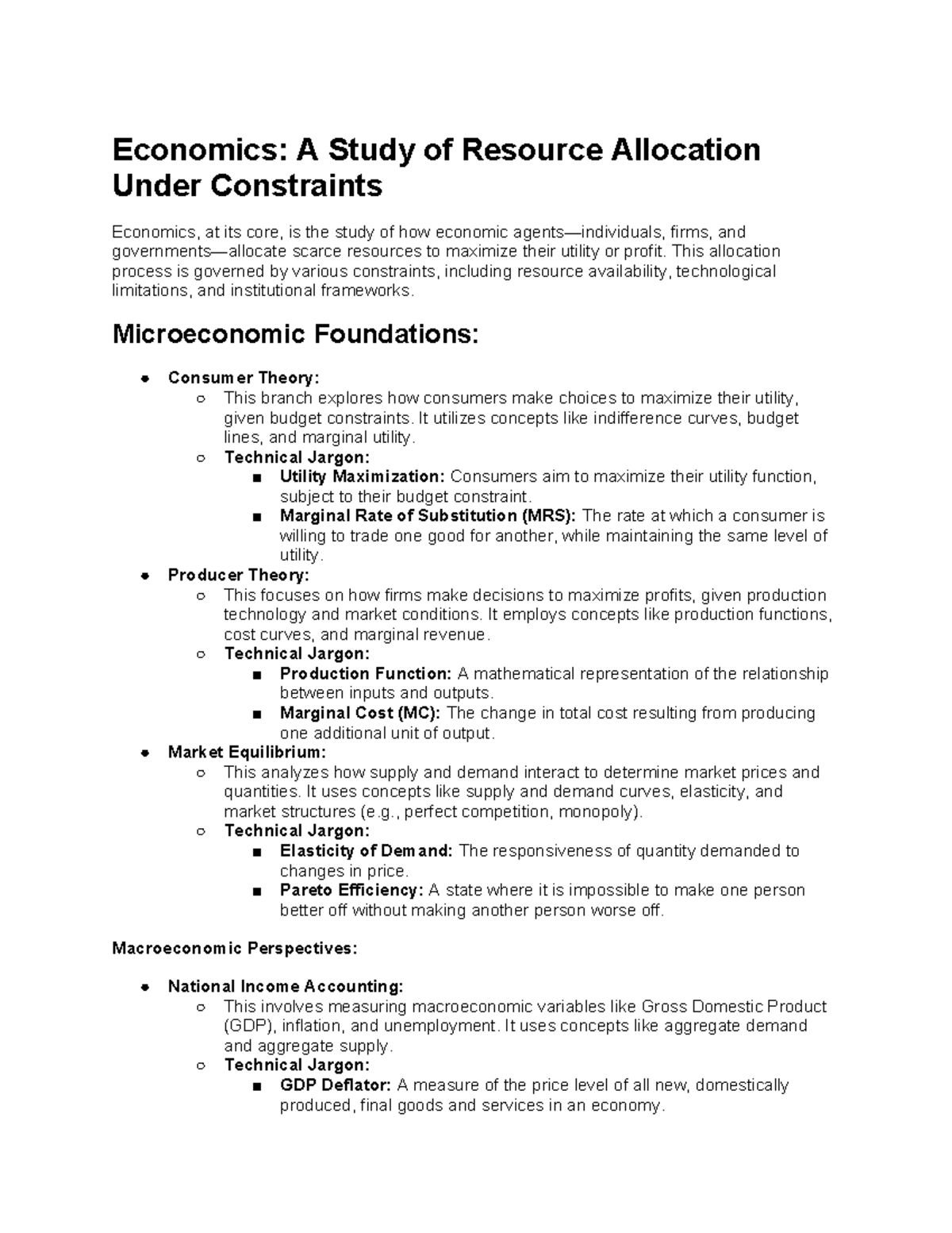 Economics - This allocation process is governed by various constraints ...