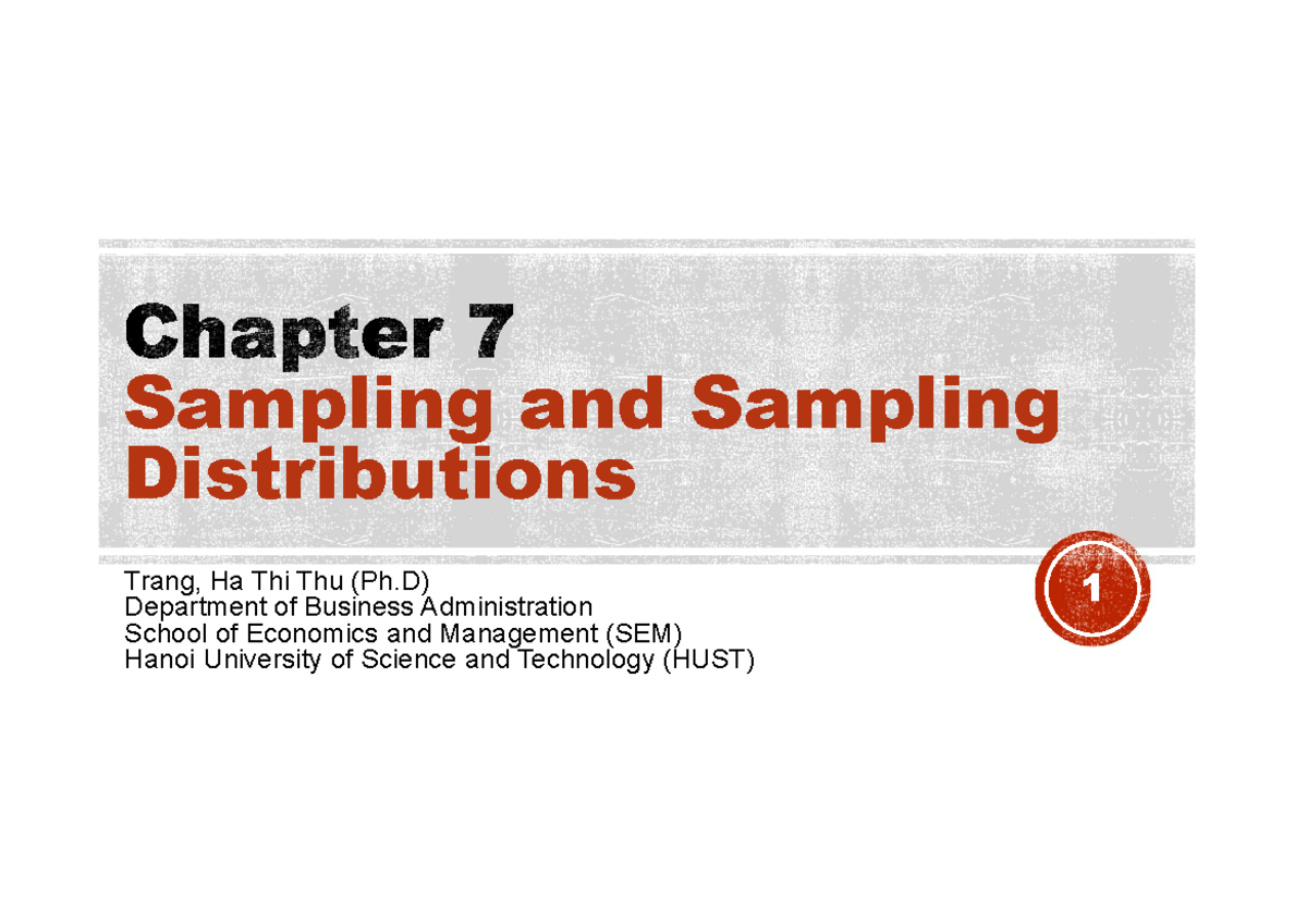Applied Stats - Chap 7: Understanding Sampling Distributions - Studocu
