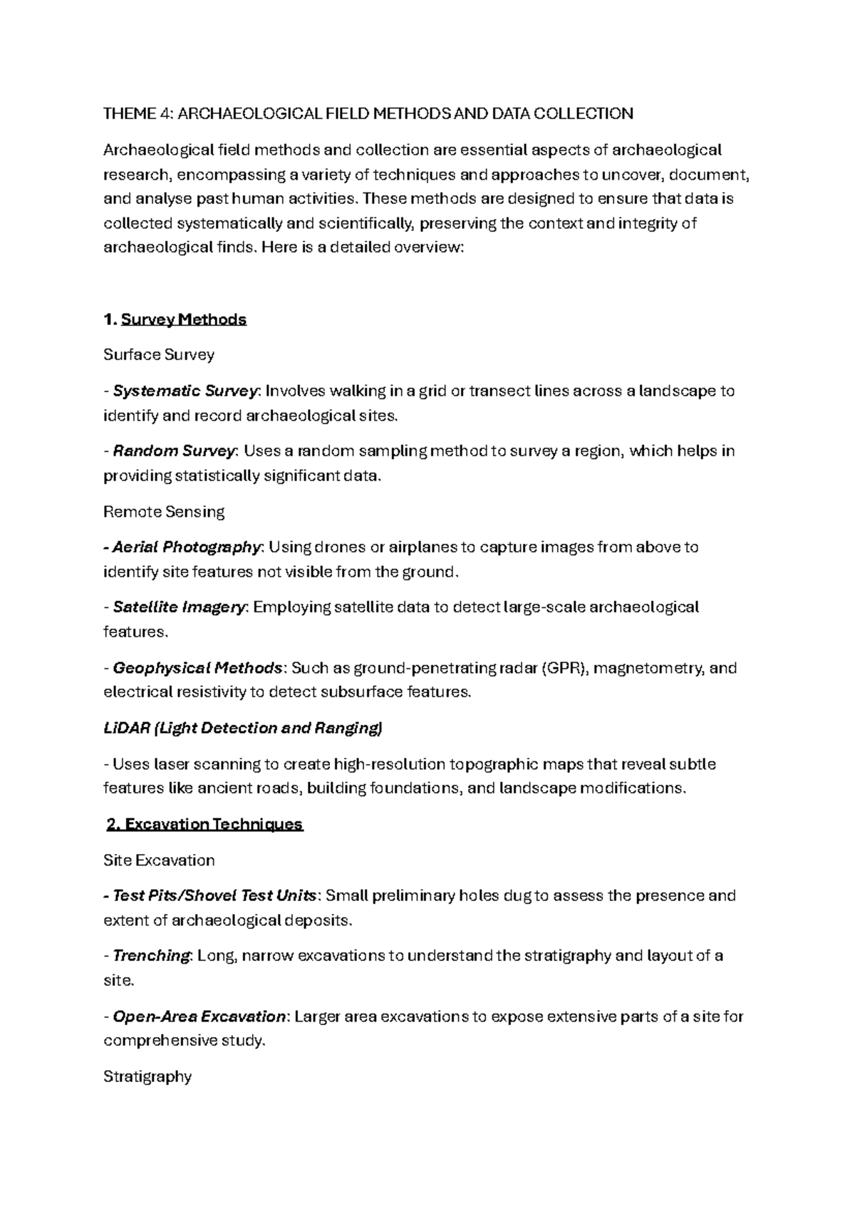 AGL 110 Theme 4: Archaeological Field Methods Study Notes - Studocu