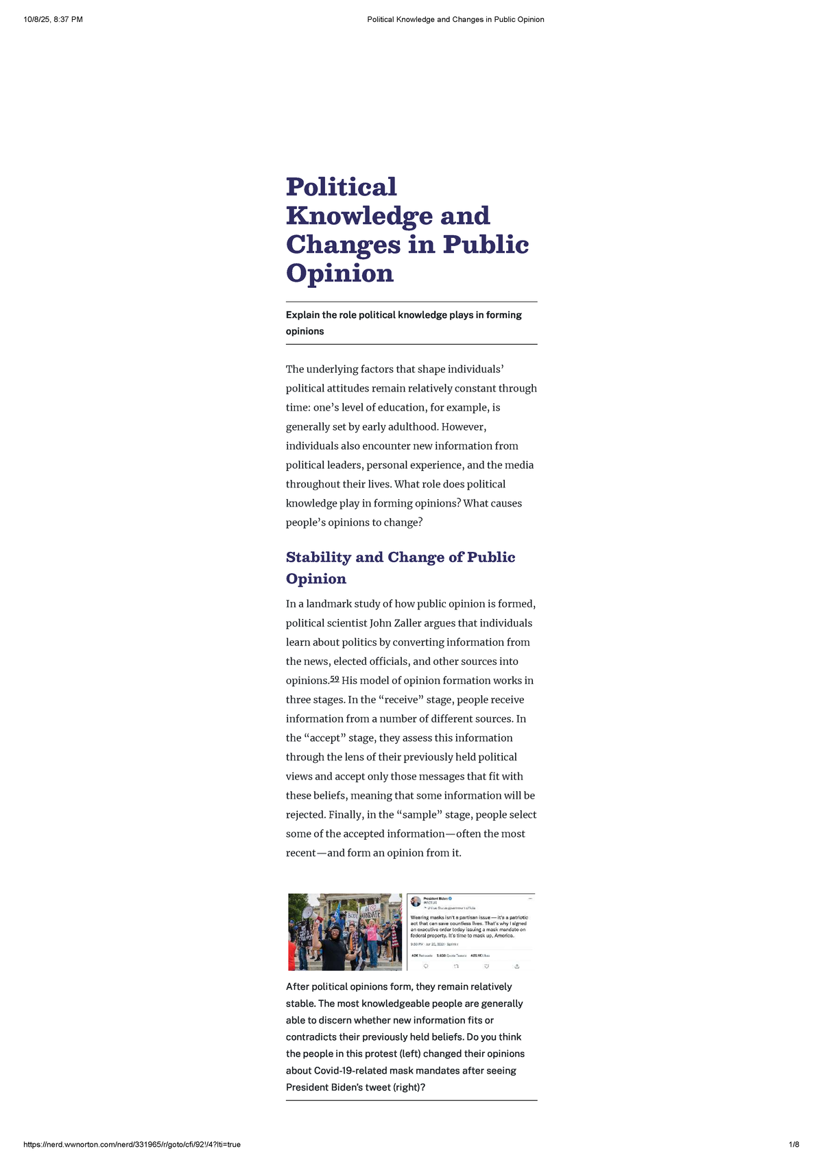 POL 101: Political Knowledge and Its Impact on Public Opinion - Studocu