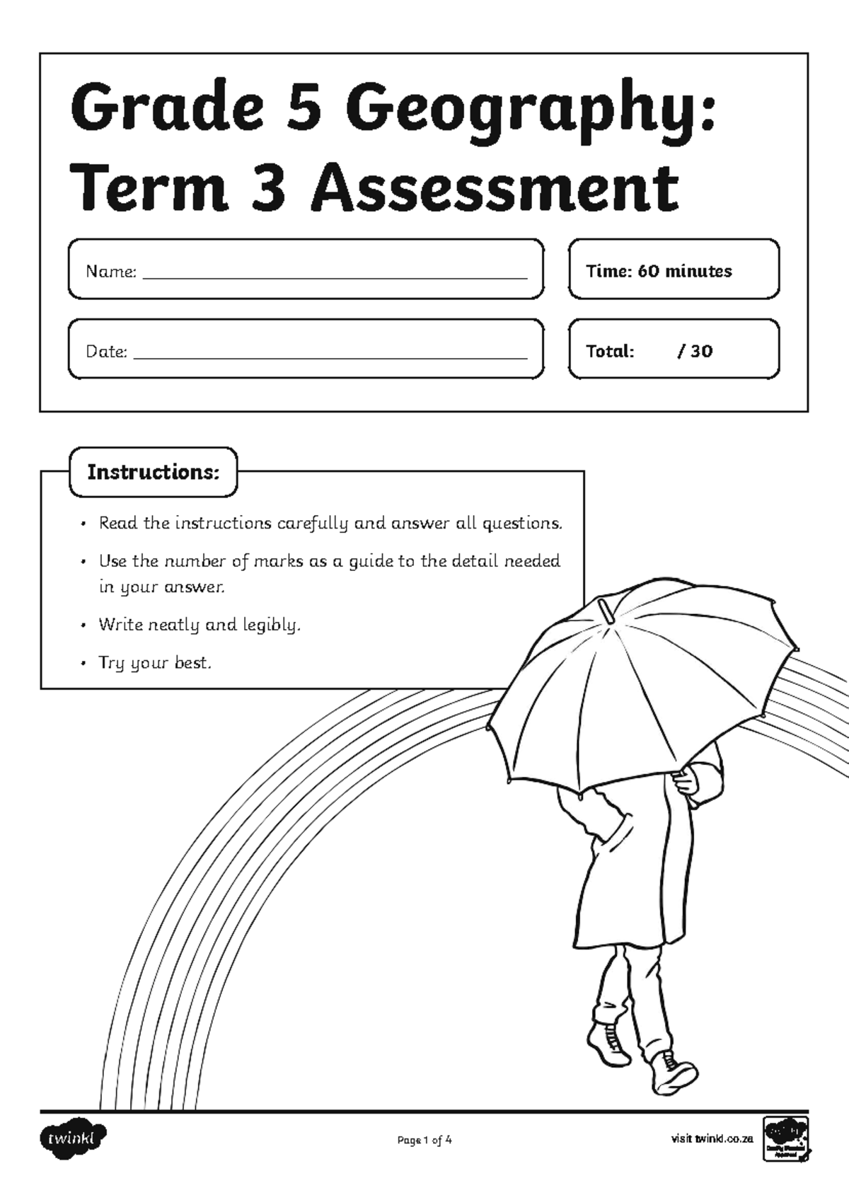 Grade 5 Geography: Term 3 Assessment (Za-ss-1729174048) - Studocu