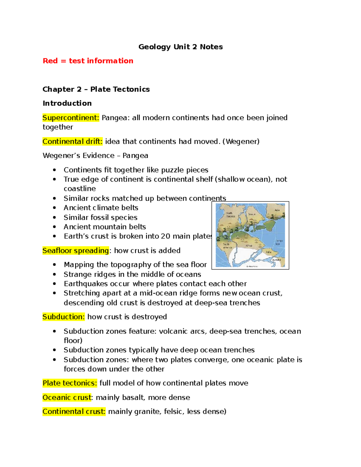 Geology Unit 2 Lecture Notes: Plate Tectonics & Earth's Dynamics - Studocu