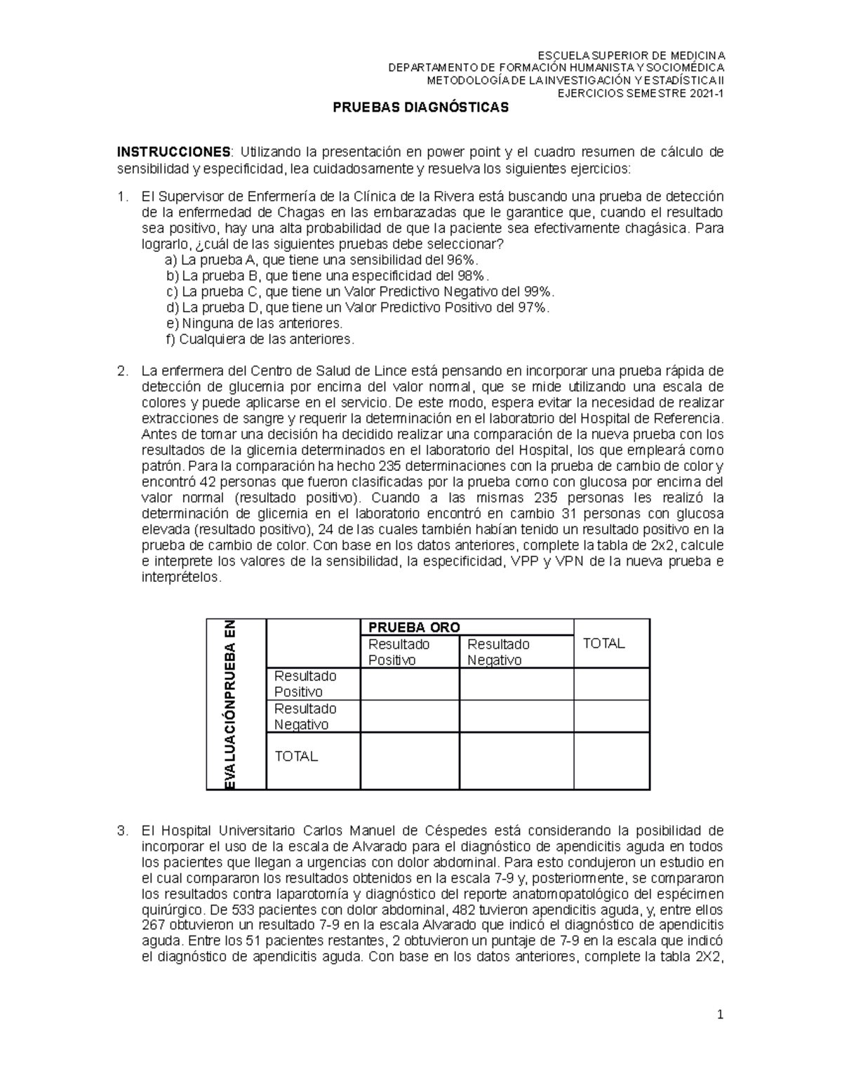 Ejercicios de Pruebas Diagnósticas para Metodología II - 2021 - Studocu