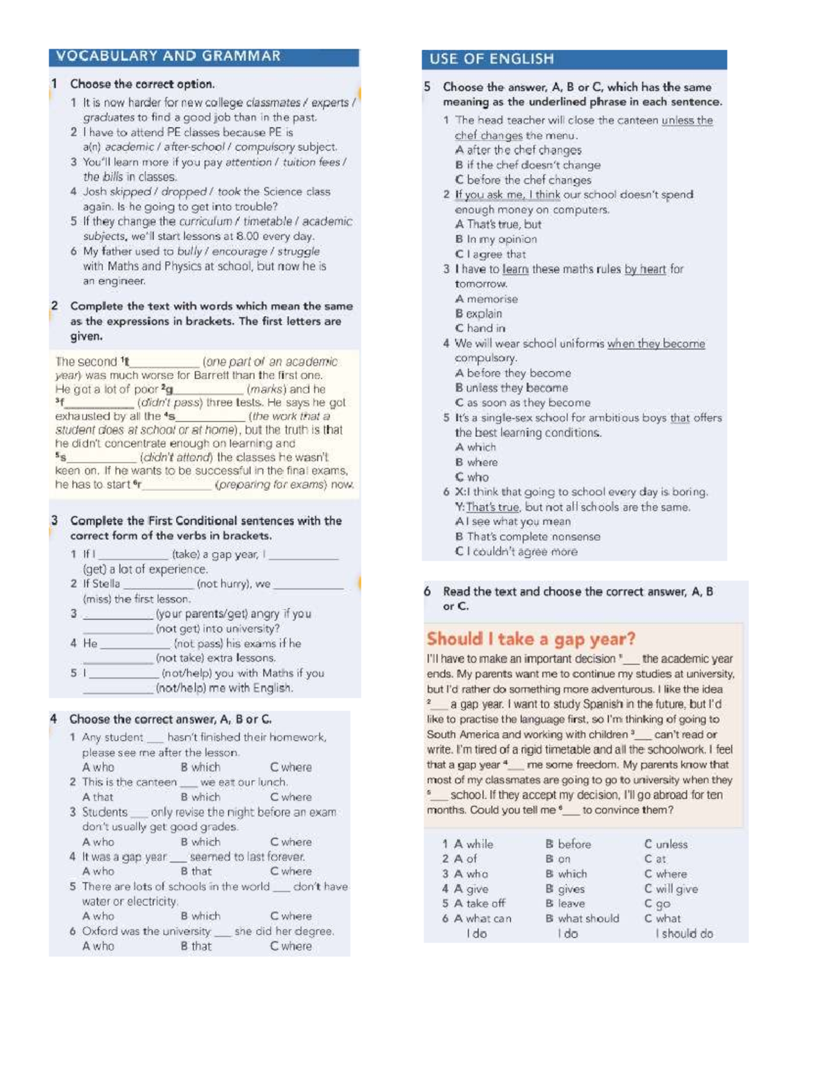 ENGLISH 1: VOCABULARY & GRAMMAR EXERCISES & NOTES - Studocu