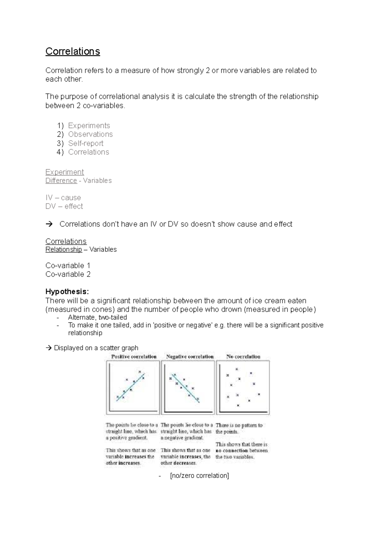 Correlations in Psychology A Level - Comp 1 Overview and Analysis - Studocu