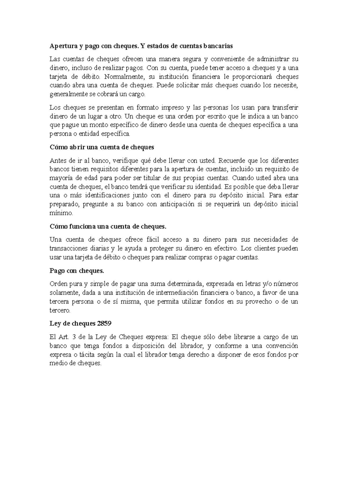 Apertura y Pago con Cheques: Guía Completa sobre Cuentas Bancarias ...