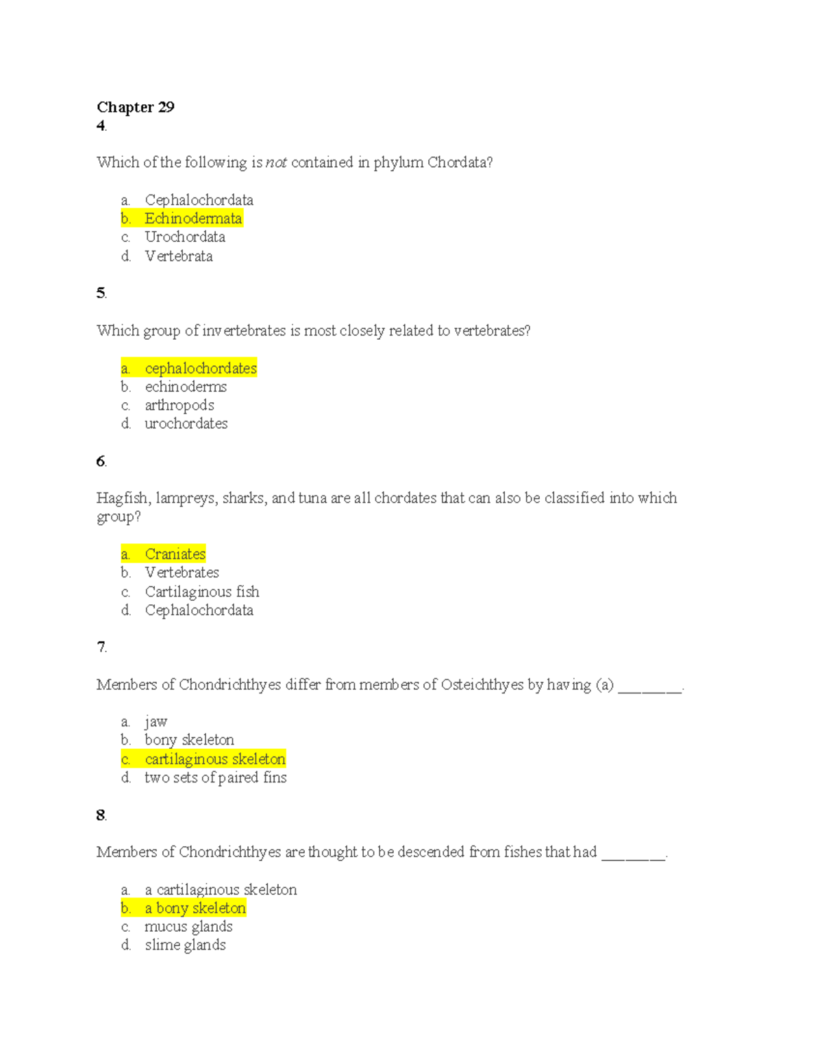 Chapter 29 & 35 Study Questions on Chordata and Neurons - Studocu