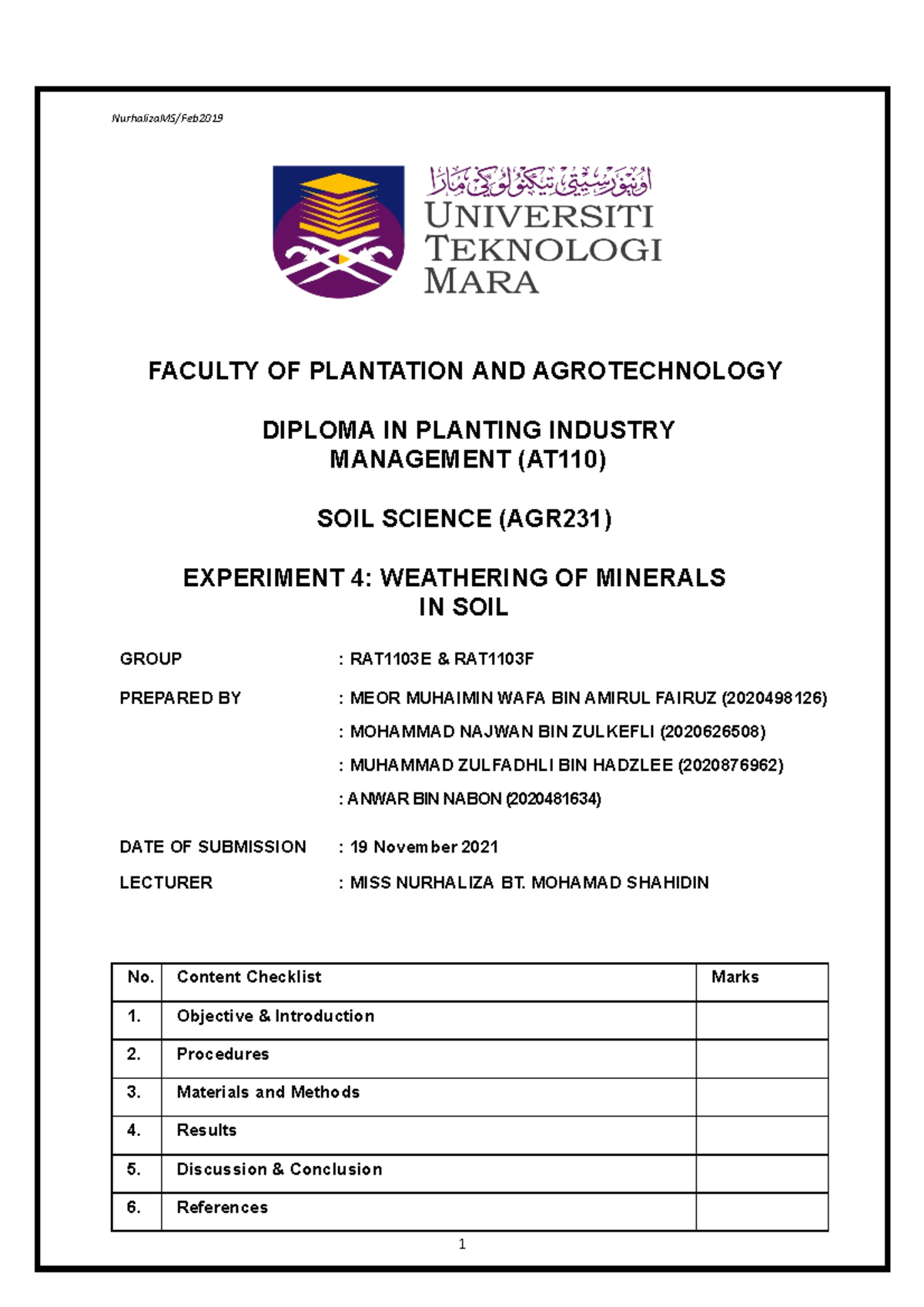 Agr 142 latest report - AGR142 PLANTING INDUSTRY MANAGEMENT ...