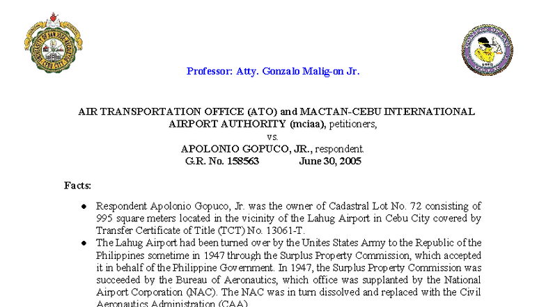 32.ATO vs. Gopuco G.R No. 158563 - Professor: Atty. Gonzalo Malig-on Jr ...