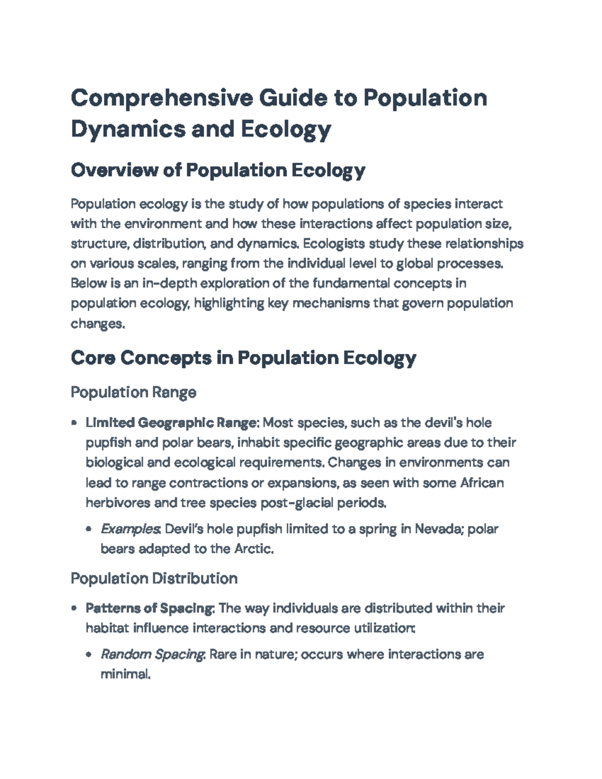 Comprehensive Study of Population Ecology (Biology 101) - Comprehensive ...
