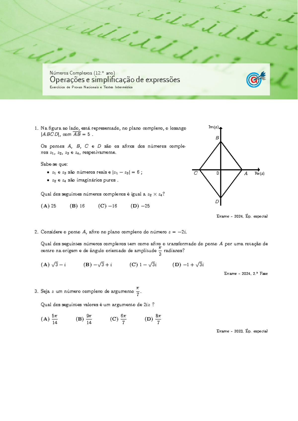 Operac simplific - Ficha do matemática absolutamente 12 ano - N ́umeros ...