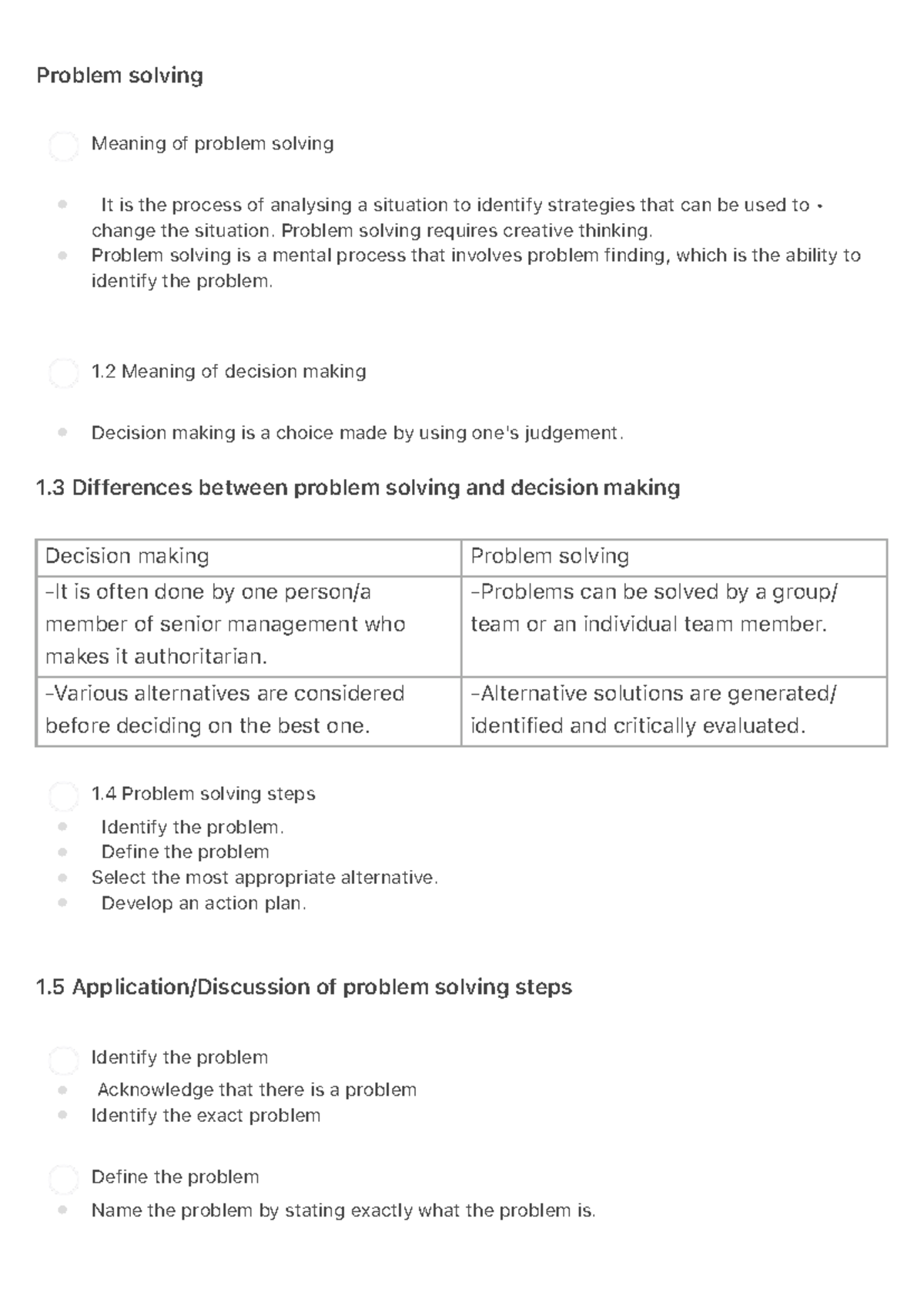 Problem Solving and Decision Making: Key Concepts and Steps - Studocu