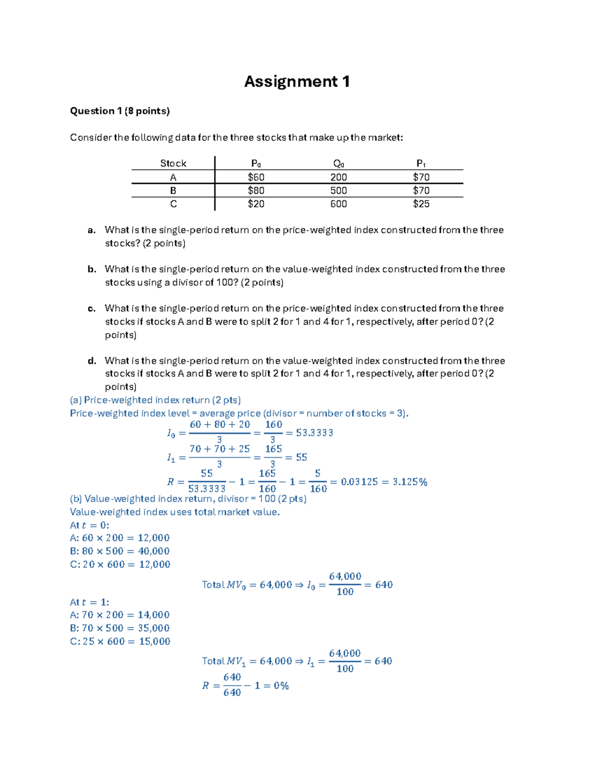 Assignment 1 Solutions: Stock Returns and Bond Analysis - Studocu