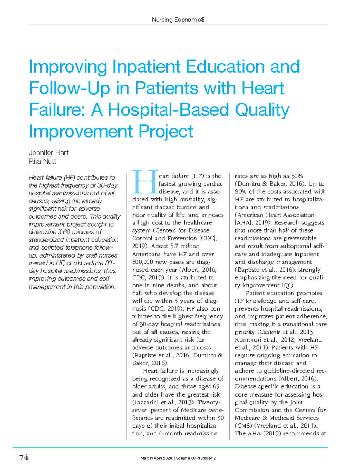Non Research Article Quality Improvement Project HF - H eart failure ...