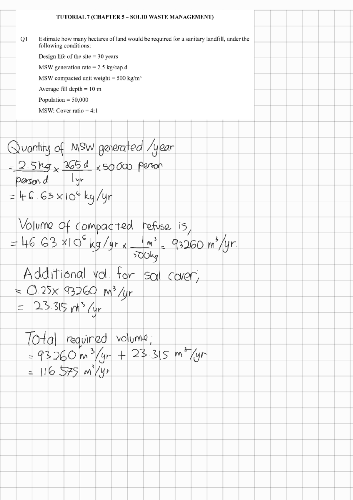 TUTORIAL 7: CHAPTER ON SOLID WASTE MANAGEMENT EXERCISES - Studocu