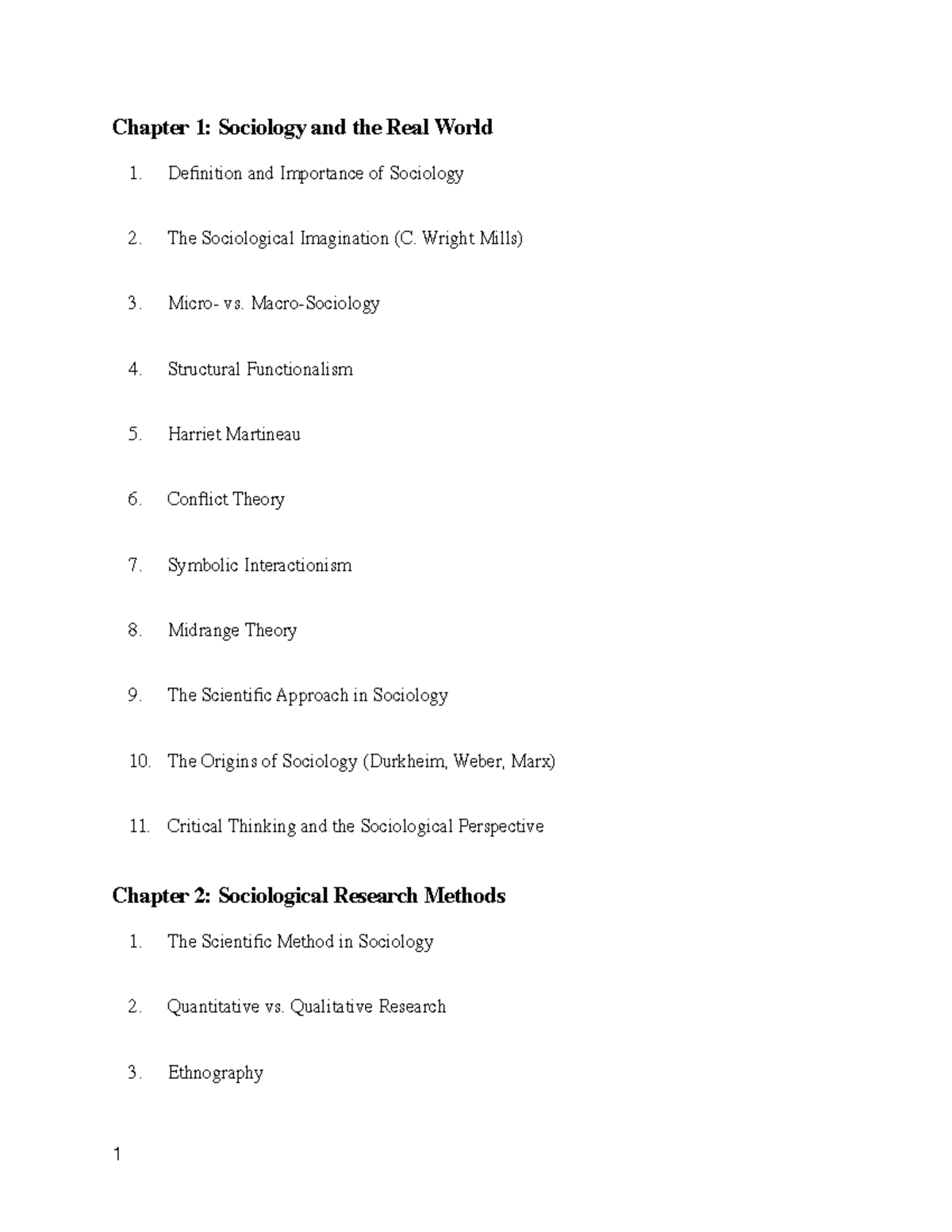 Sociology Study Guide: Key Concepts and Research Methods - Chapter 1 ...