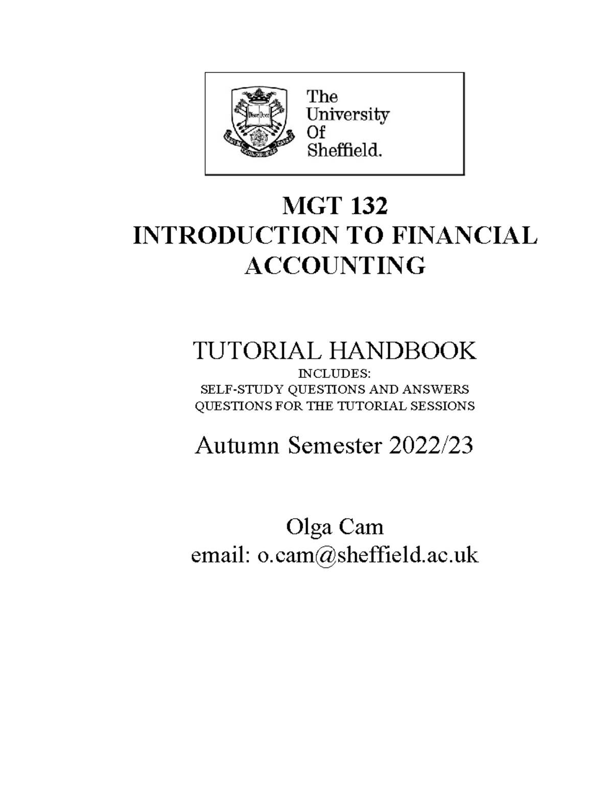 MGT 132 Financial Accounting Tutorial Handbook: Questions & Answers ...