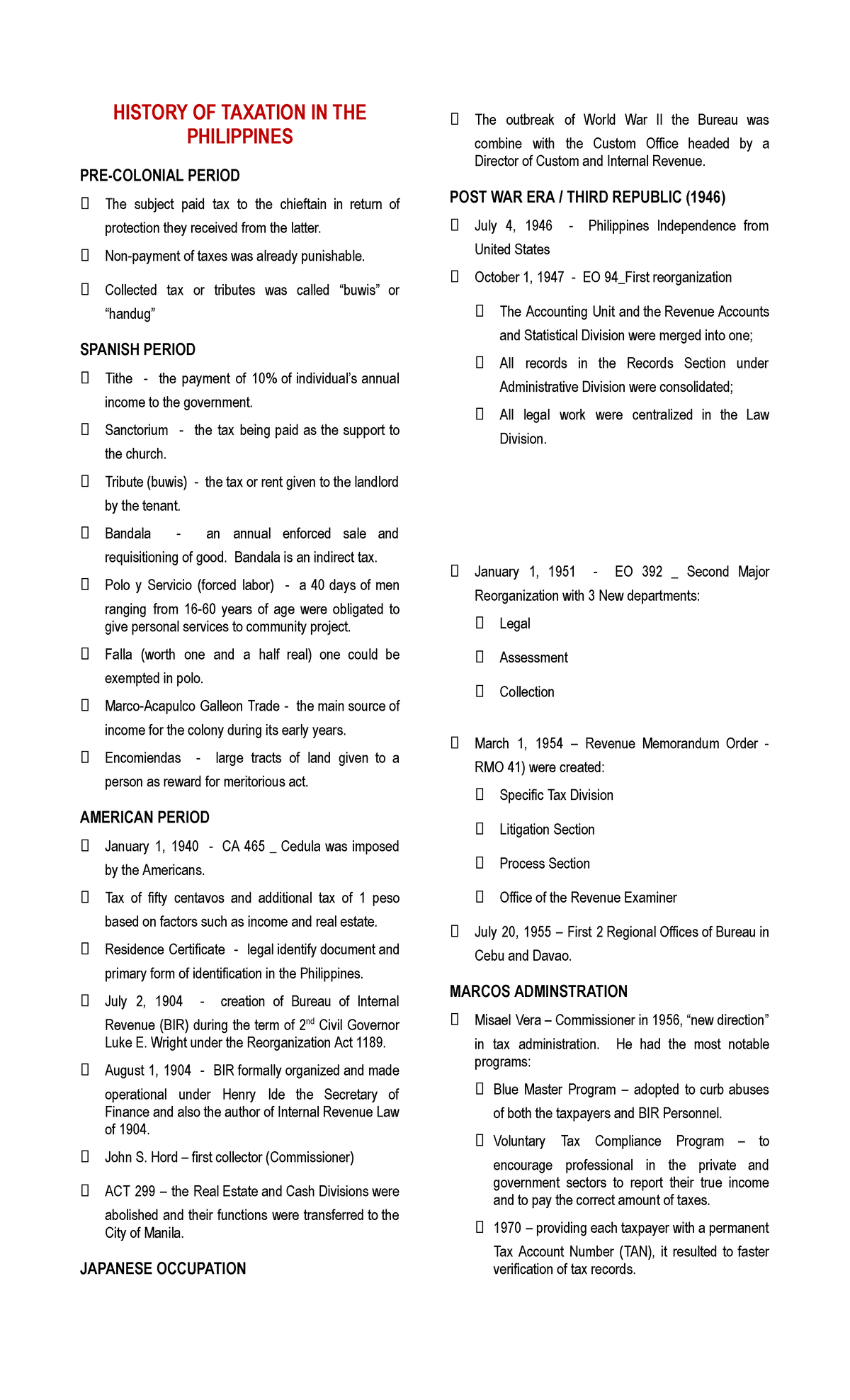 History OF Taxation IN THE Philippines - HISTORY OF TAXATION IN THE ...