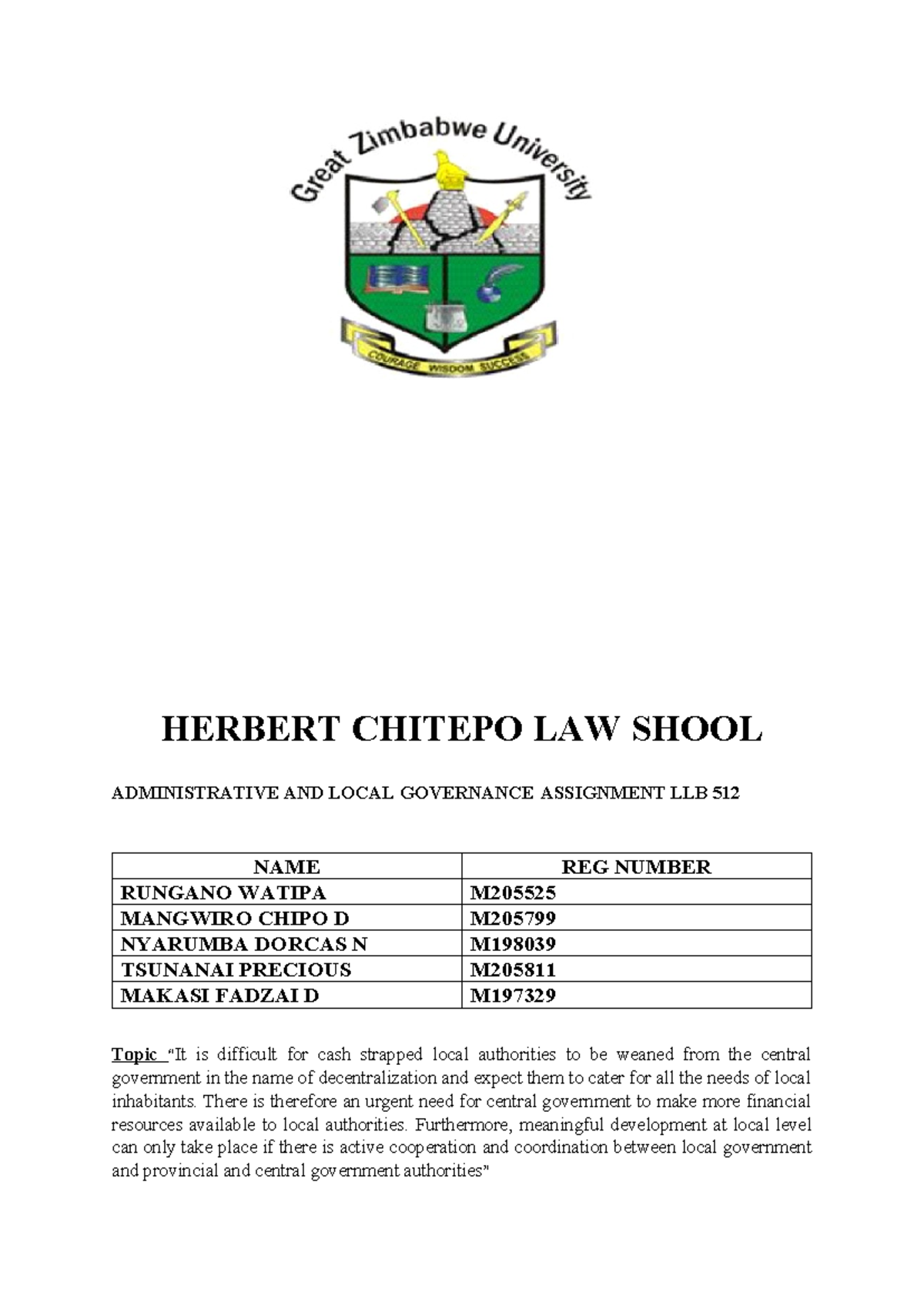 LLB 512 Administrative Law & Local Governance Assignment Analysis - Studocu