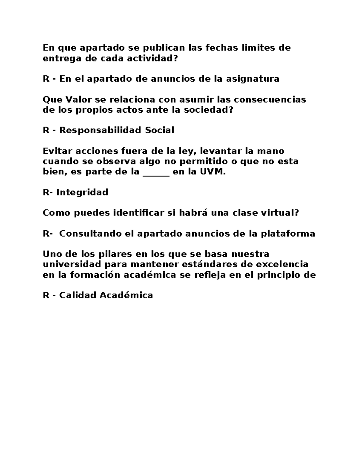 Examen de Semana 2 - Parte 1: Preguntas y Respuestas Clave - Studocu