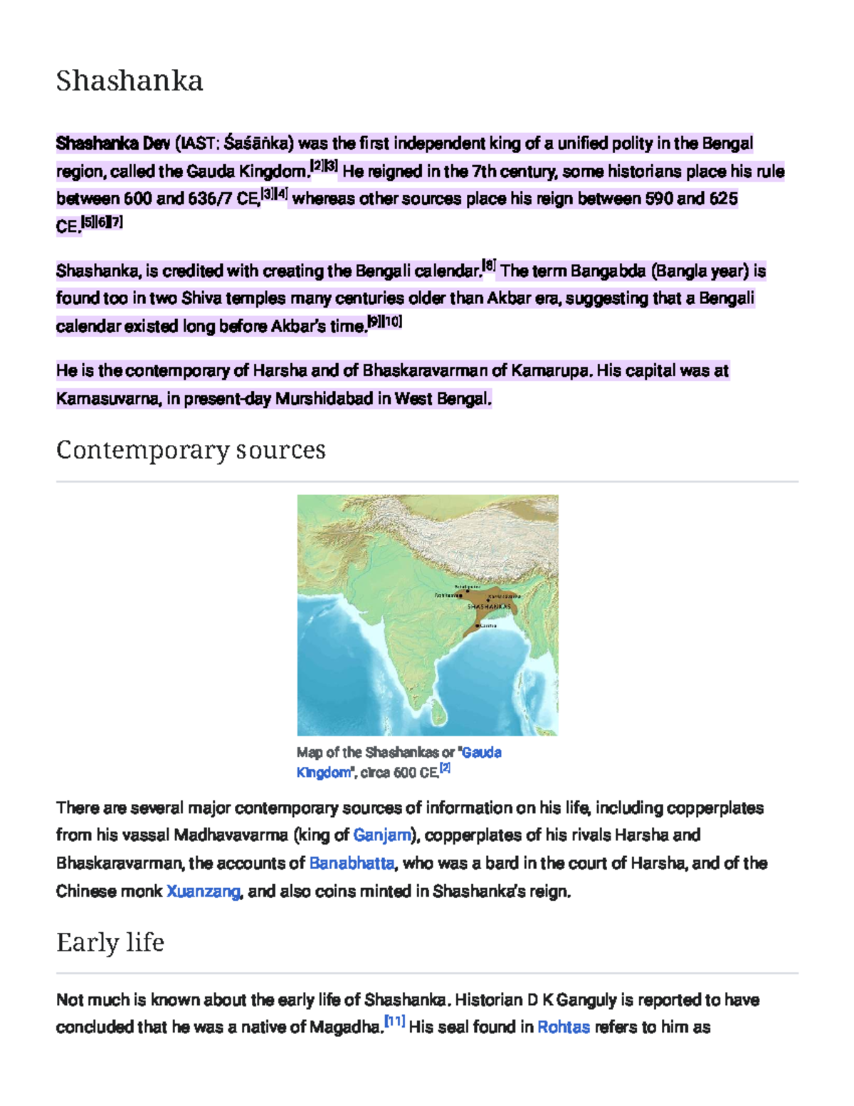 Shashanka: The First Independent King of Gauda (590-625 CE) - Studocu