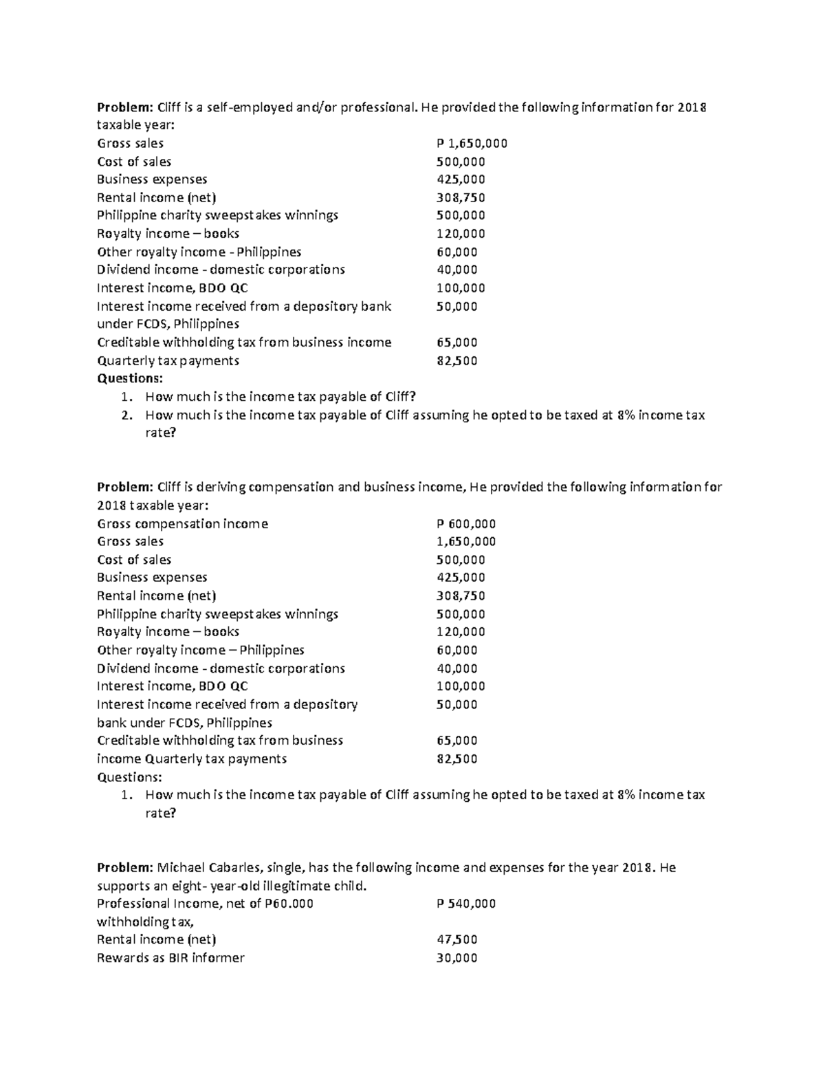 Final Income Taxation Notes - FIT Analysis for 2018 Tax Year - Studocu