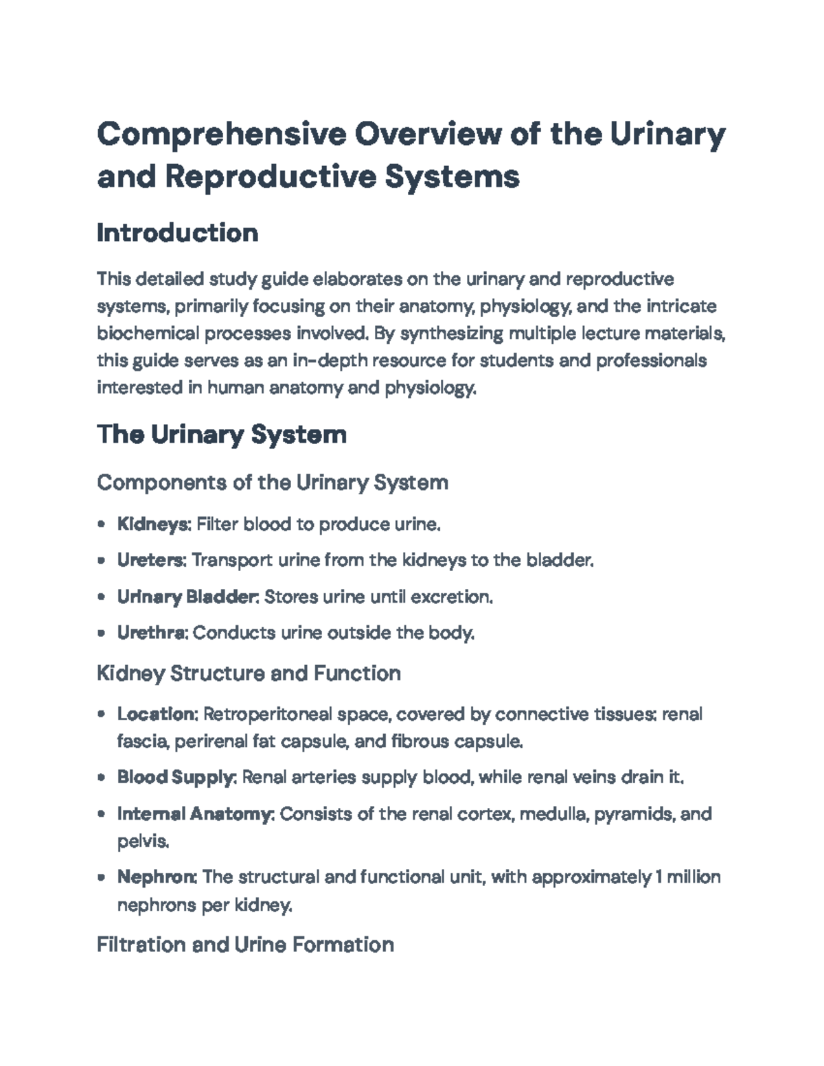 Urinary & Reproductive Systems Study Guide: Anatomy & Physiology ...