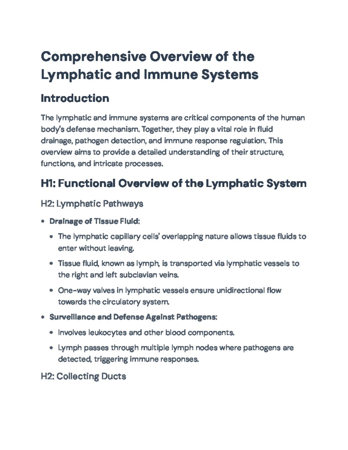 Comprehensive Overview of Lymphatic and Immune Systems (BIO 101 ...