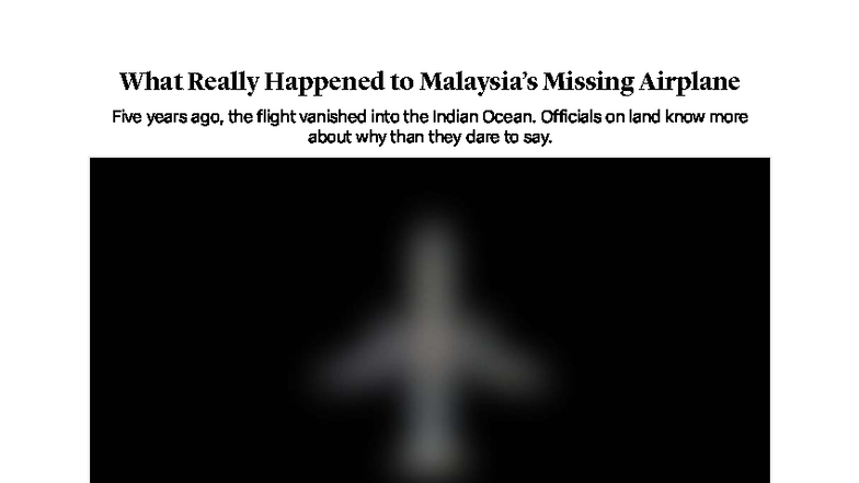 MH370: Unraveling the Mystery of the Missing Airplane - Studocu