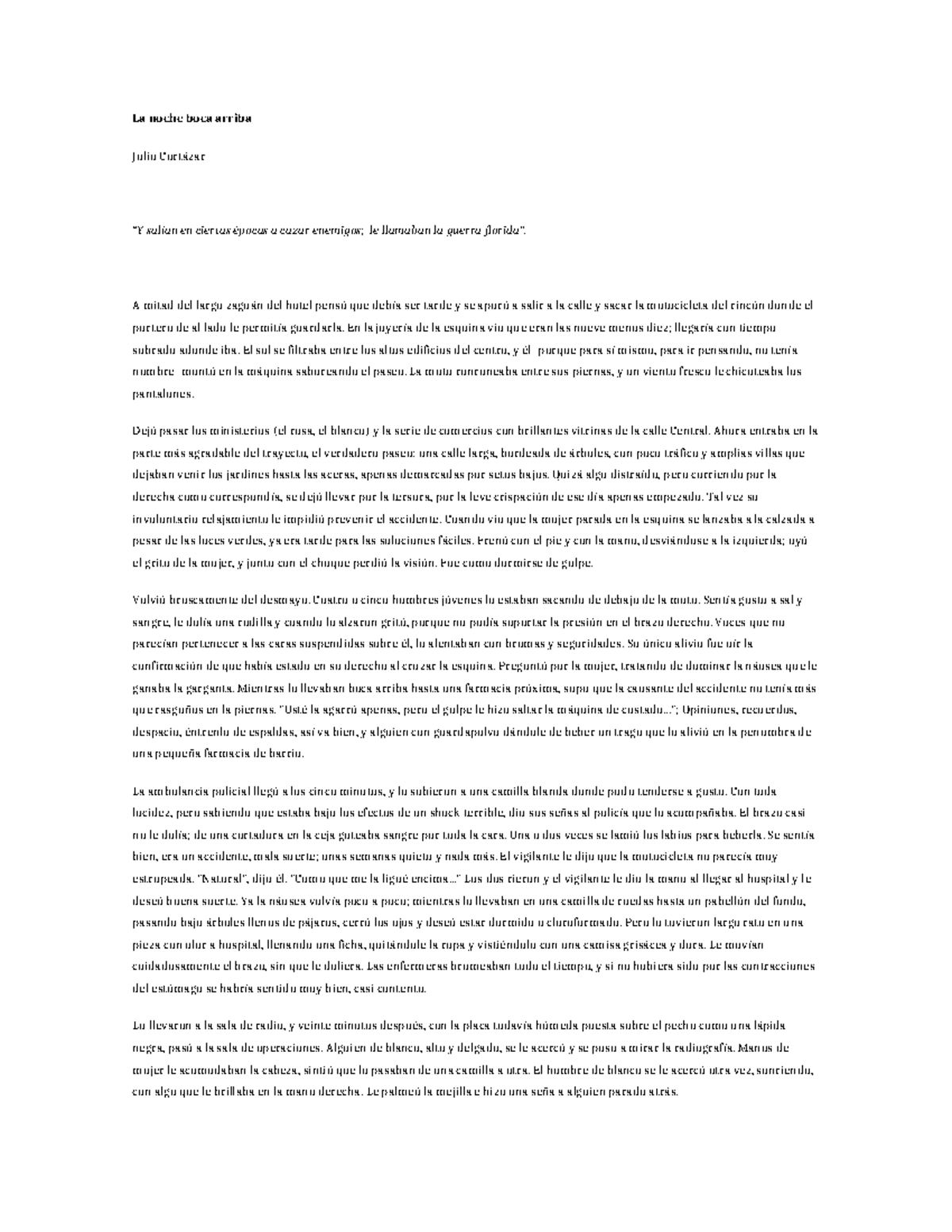 La noche boca arriba Cortazar-1 - La noche boca arriba Julio Cortázar ...