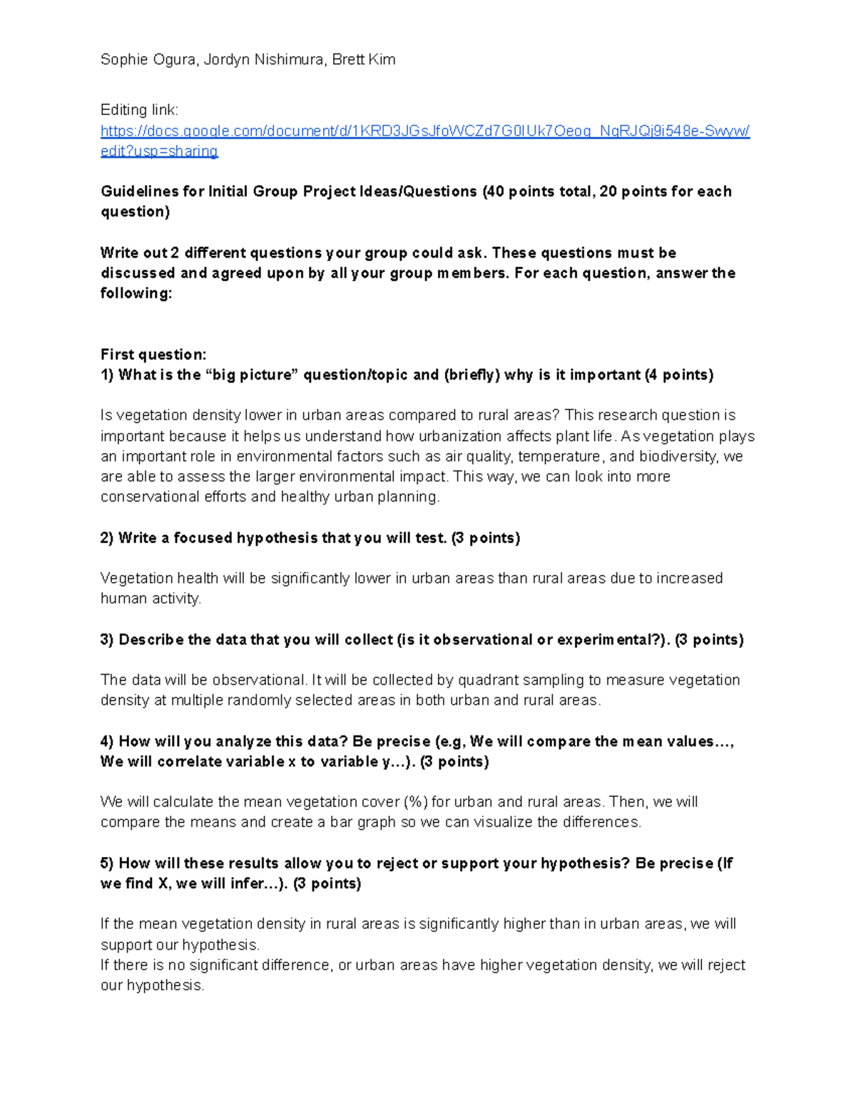 Guidelines for Initial Group Project (40 pts) - Research Questions ...