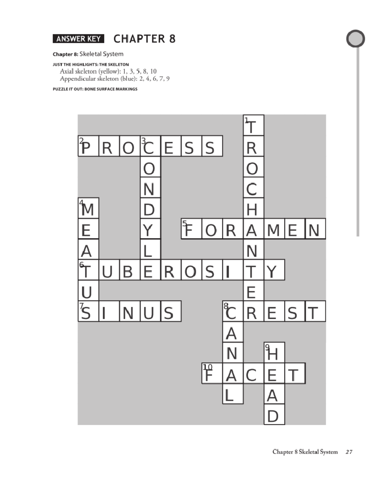 ANSWER KEY CHAPTER 8: SKELETAL SYSTEM HIGHLIGHTS & CONCEPTS - Studocu