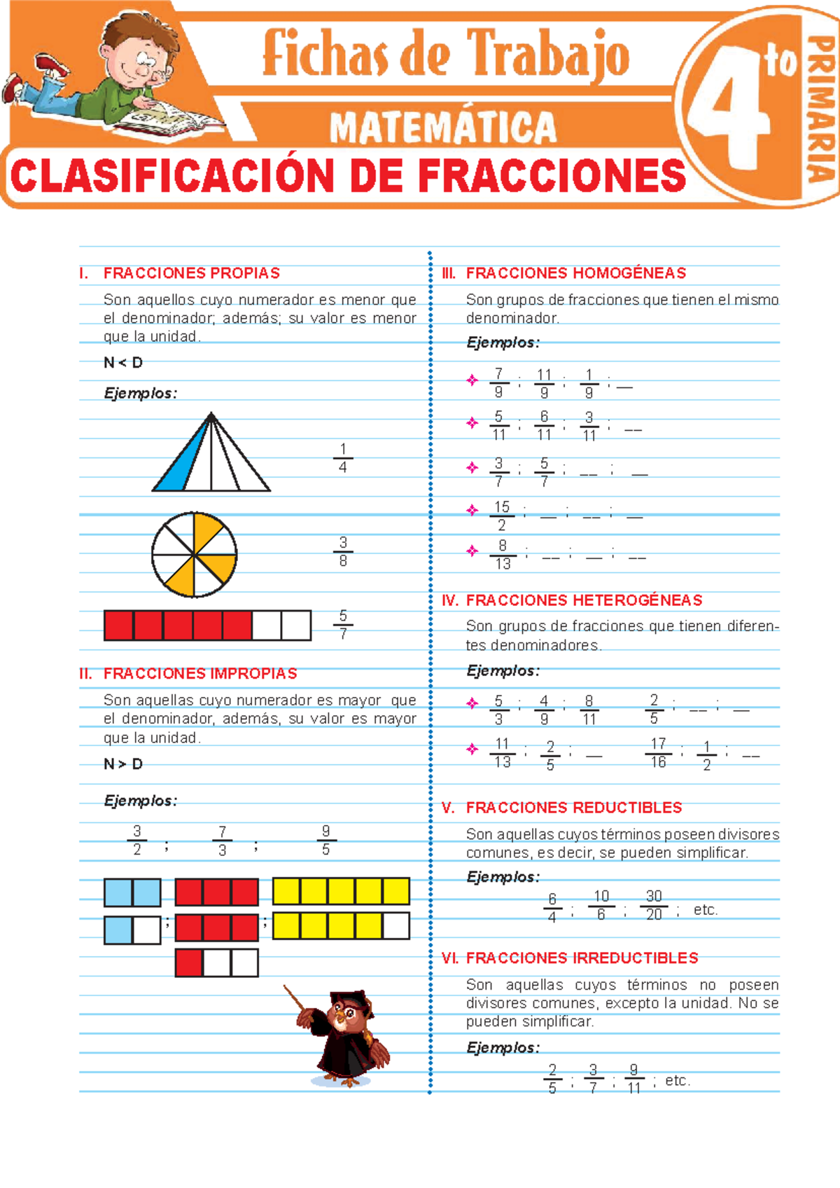 Clasificación de Fracciones para Cuarto Grado - Ejercicios y Ejemplos ...