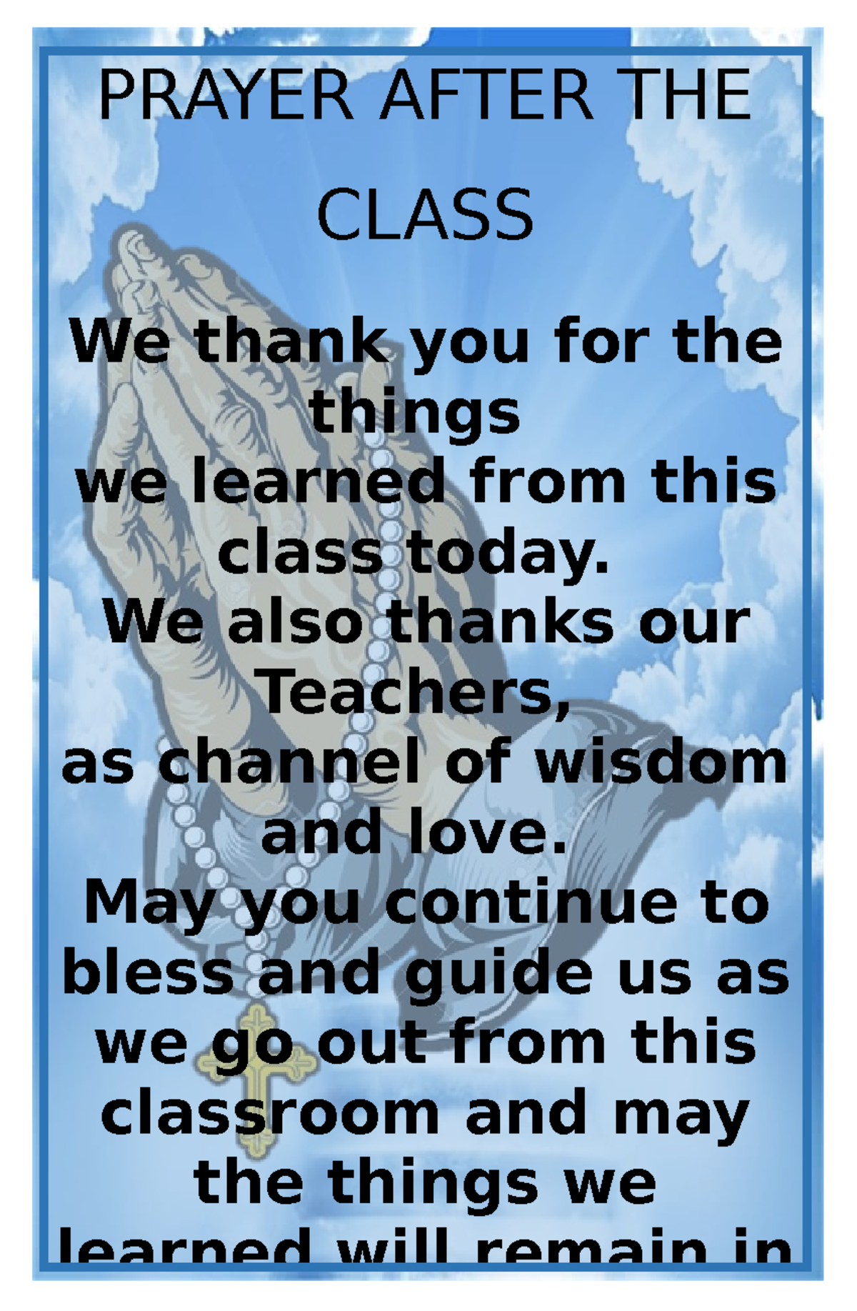 Prayer Before & After Class: A Guide to Classroom Blessings - Studocu