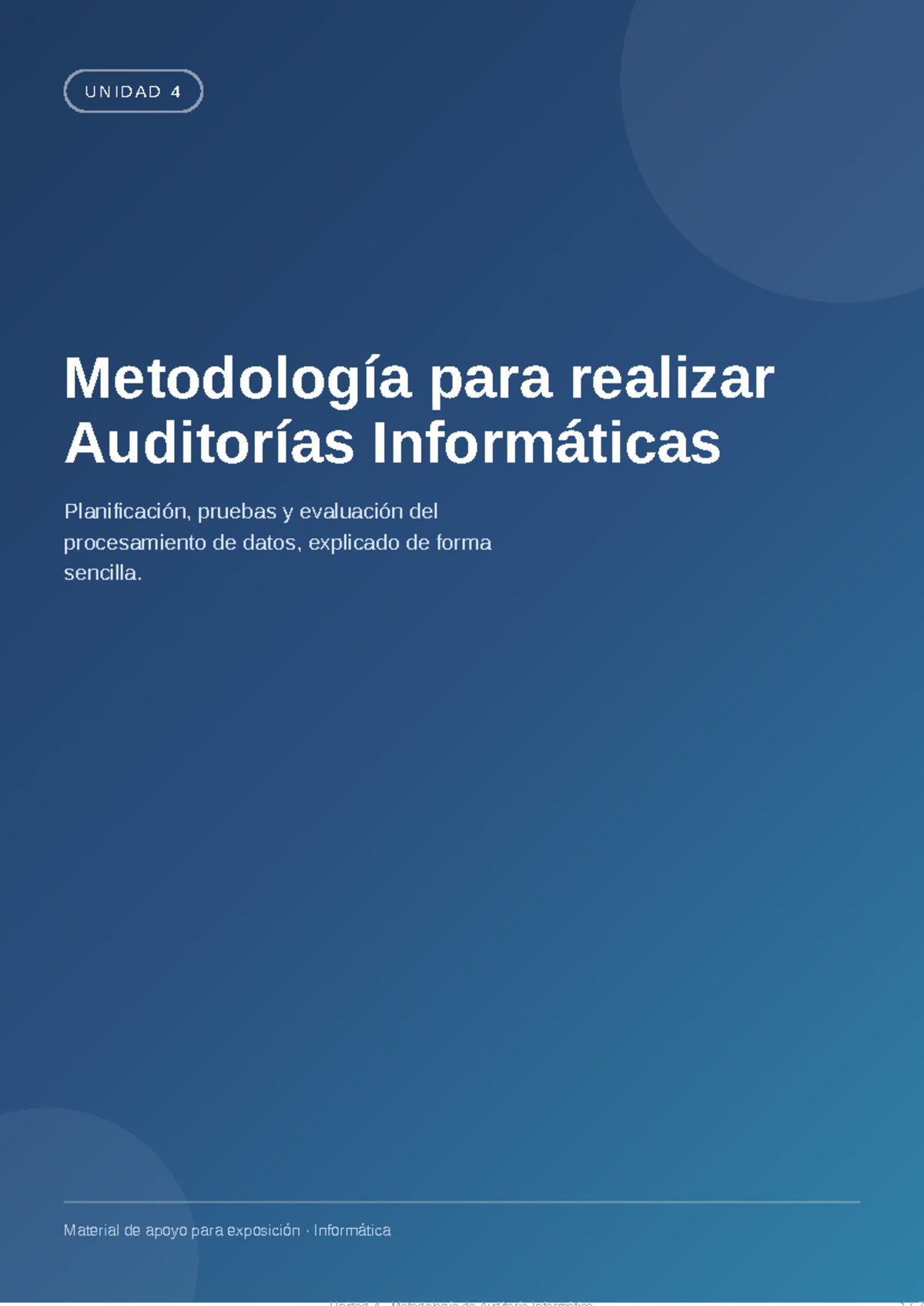 Unidad 4: Metodología de Auditoría Informática - Planificación y ...