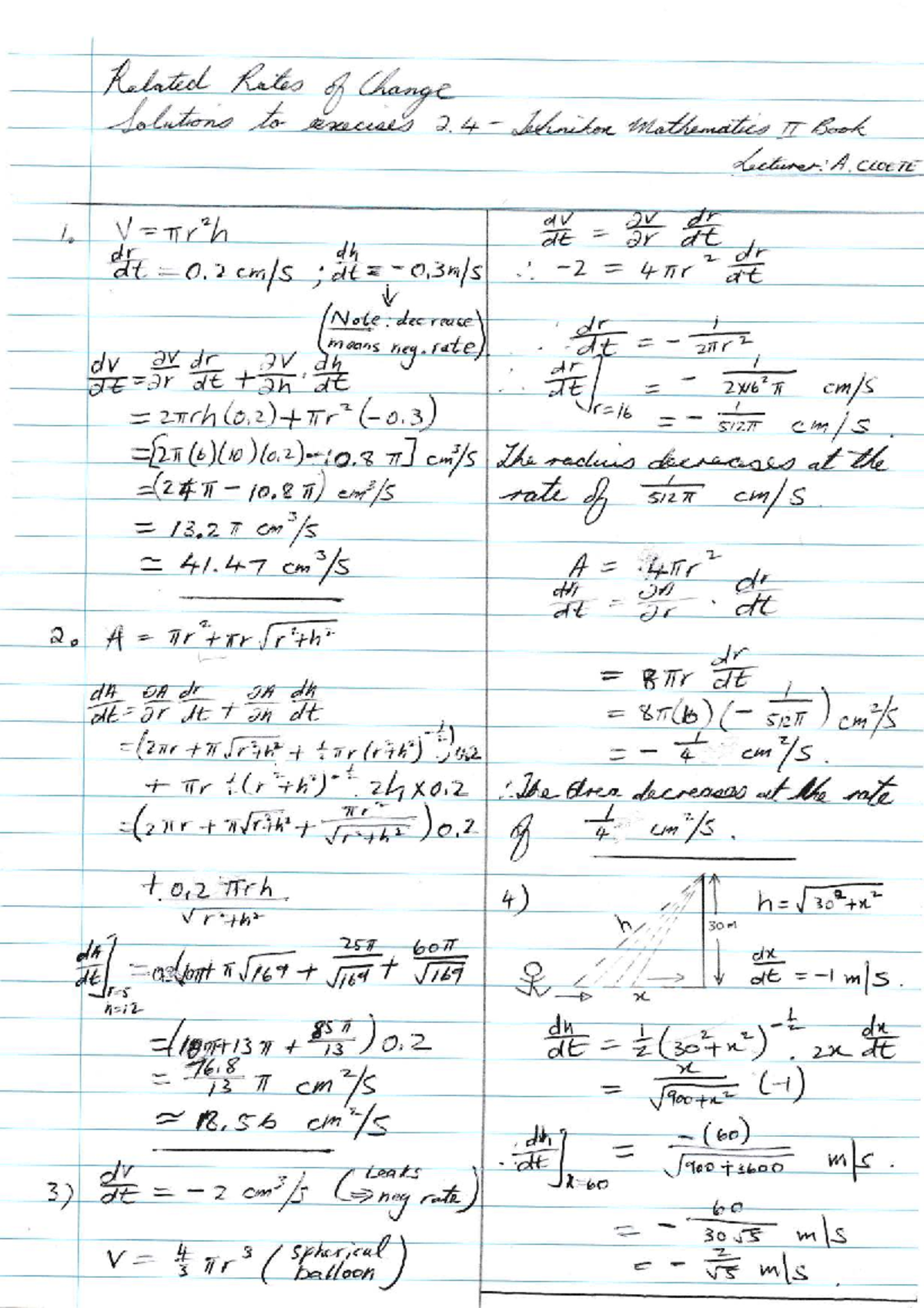 Solutions Rates of Change Ex2.4 Tech Math Book - Related Solutions ...