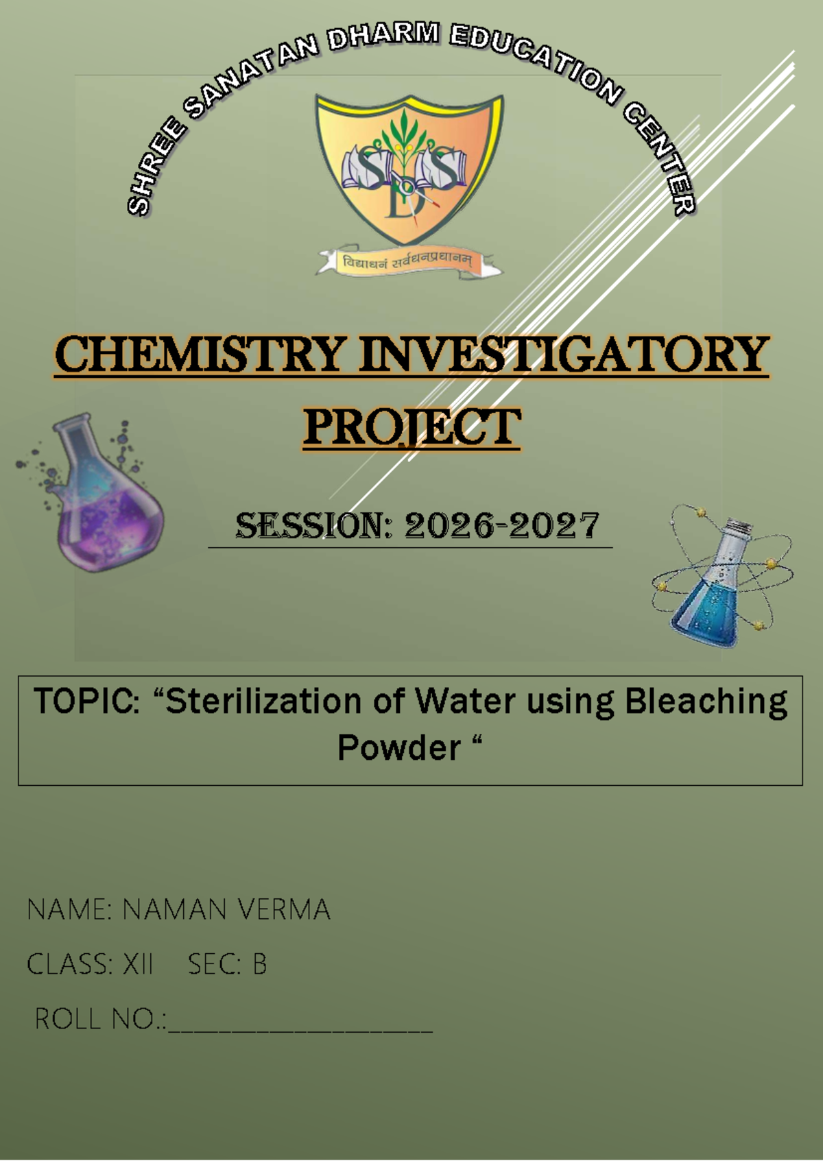 CHEMISTRY XII Investigatory Project: Water Purification with Bleaching ...